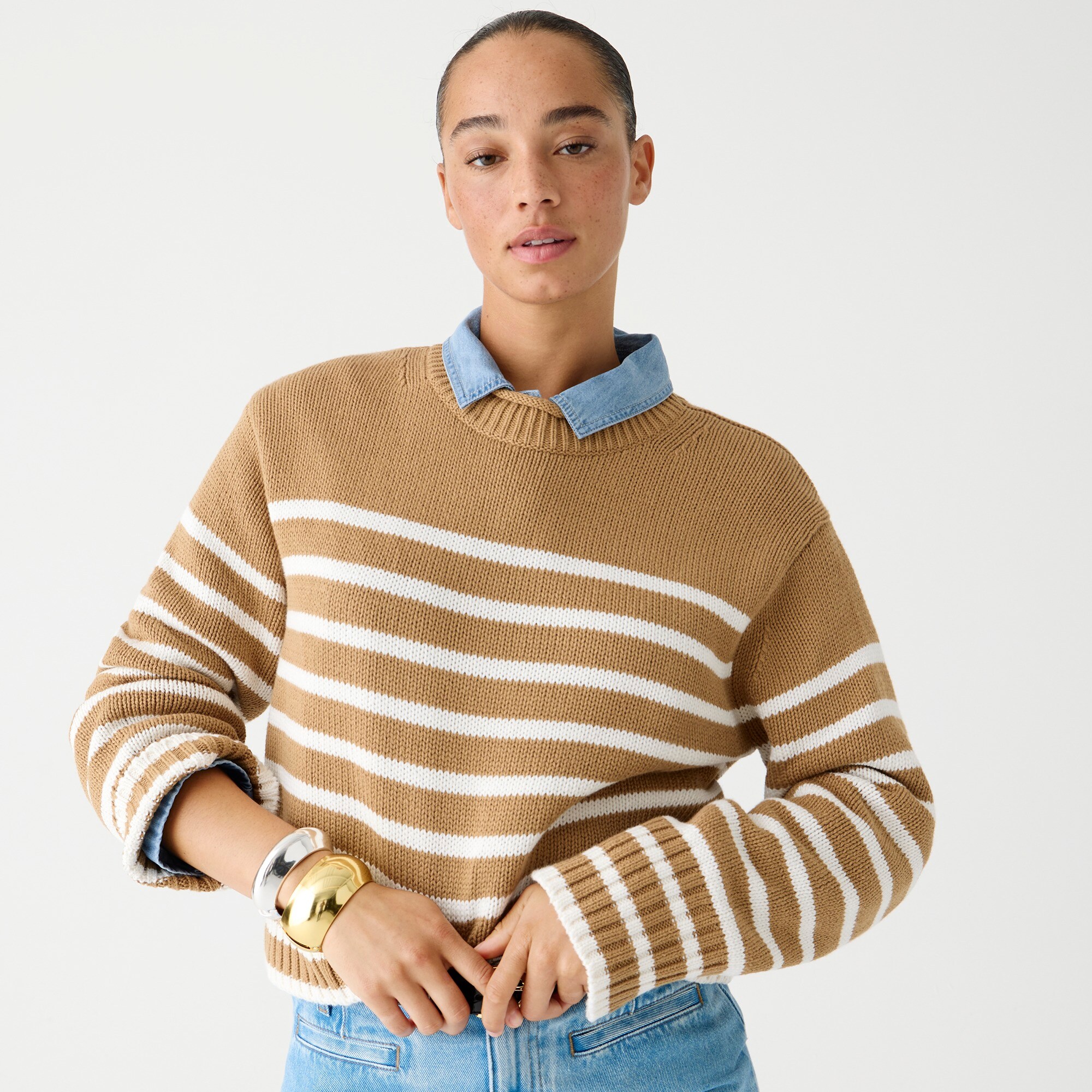 J.Crew: Rollneck™ Sweater In Stripe For Women