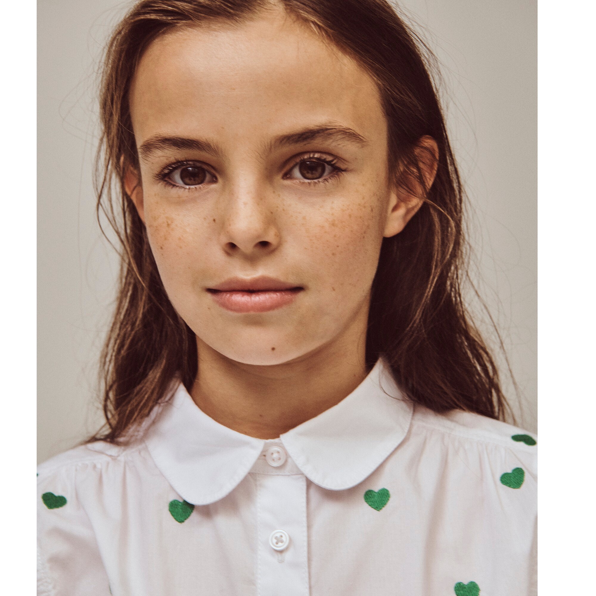 J.Crew: Girls' Heart-embroidered Button-up For Girls