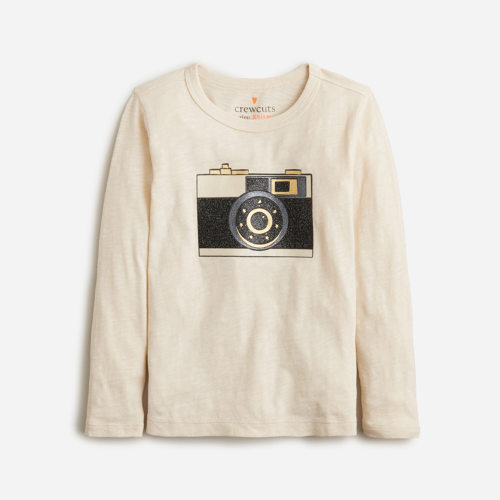 J.Crew: Girls' Long-sleeve Sparkly Camera Graphic T-shirt For Girls