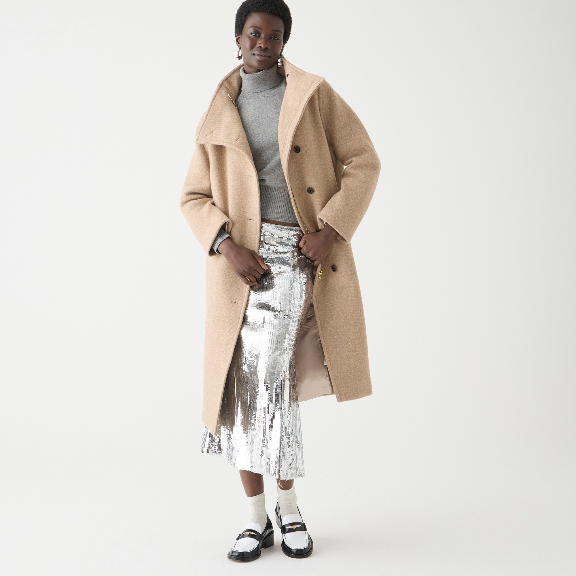 J.Crew: Long Villa Coat In Italian Stadium-cloth Wool Blend For Women