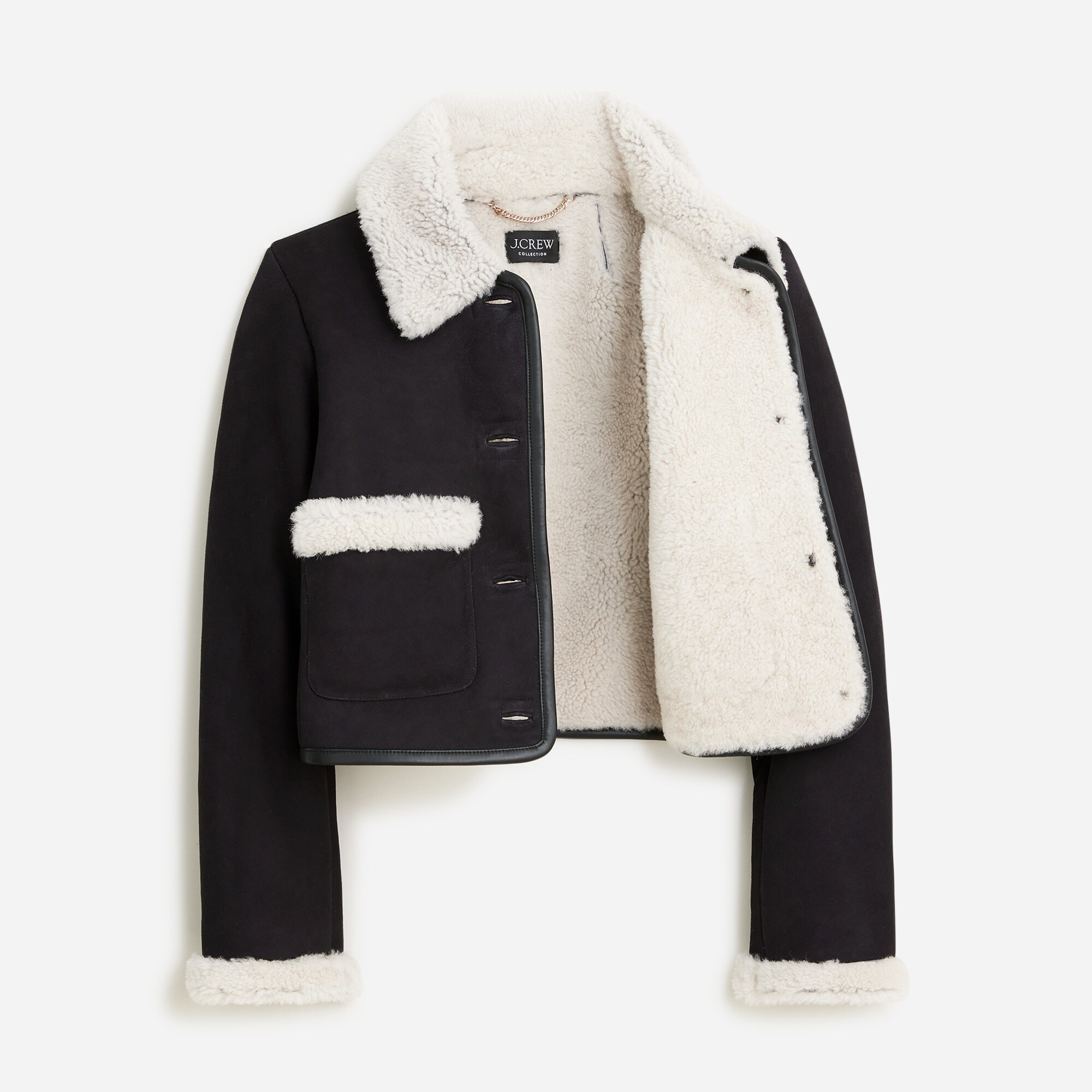 J.Crew: Collection Cropped Shearling Jacket For Women