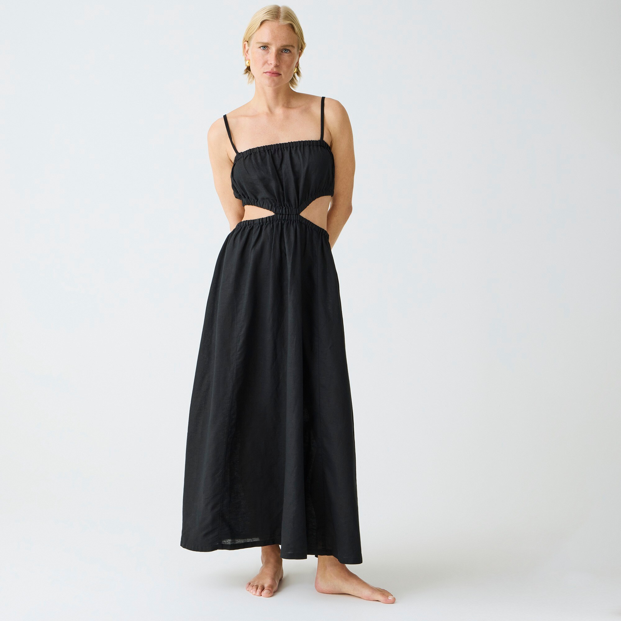 J.Crew: Side-cutout Dress In Linen-cotton Blend For Women