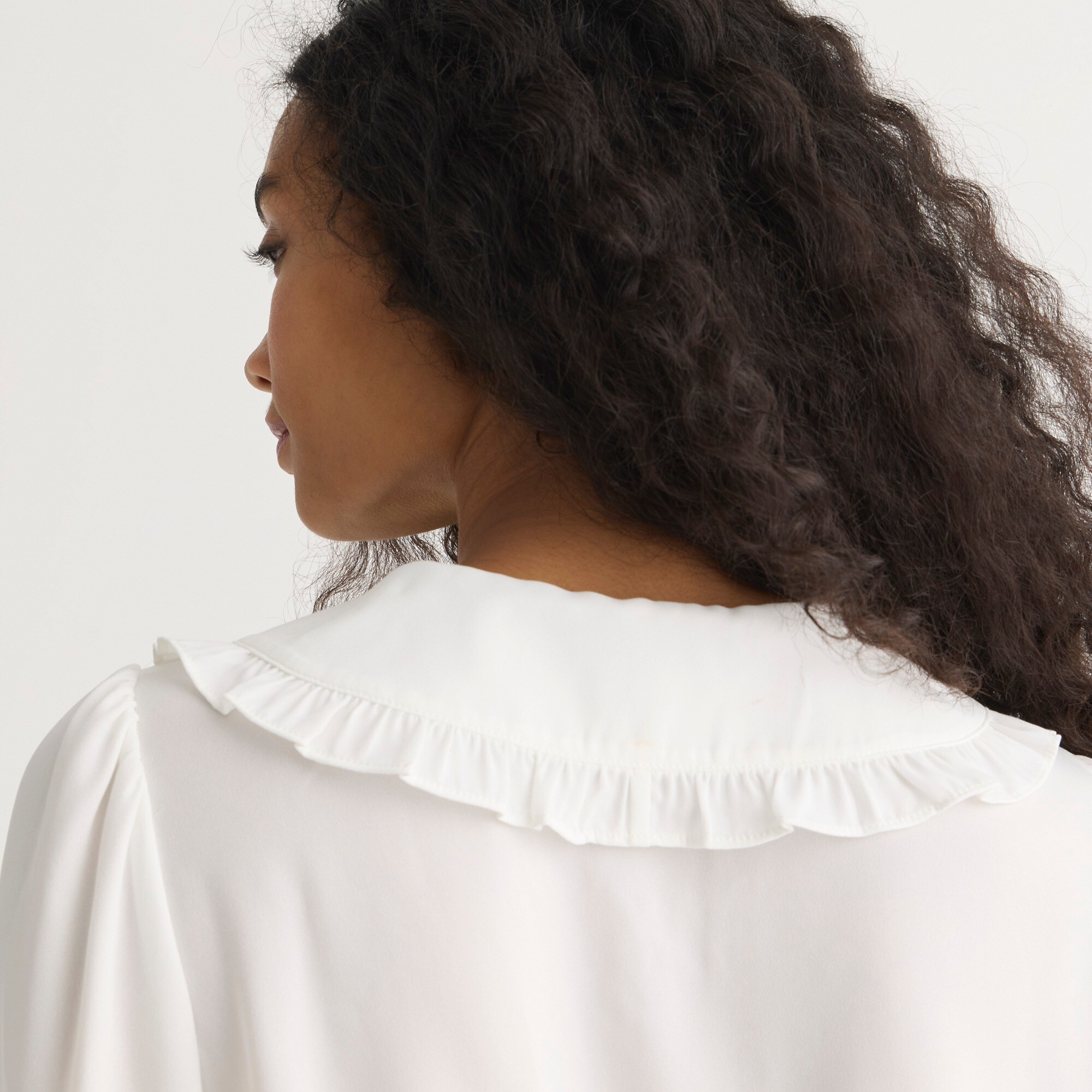 J.Crew: Drapey Ruffle-collar Button-up Shirt For Women
