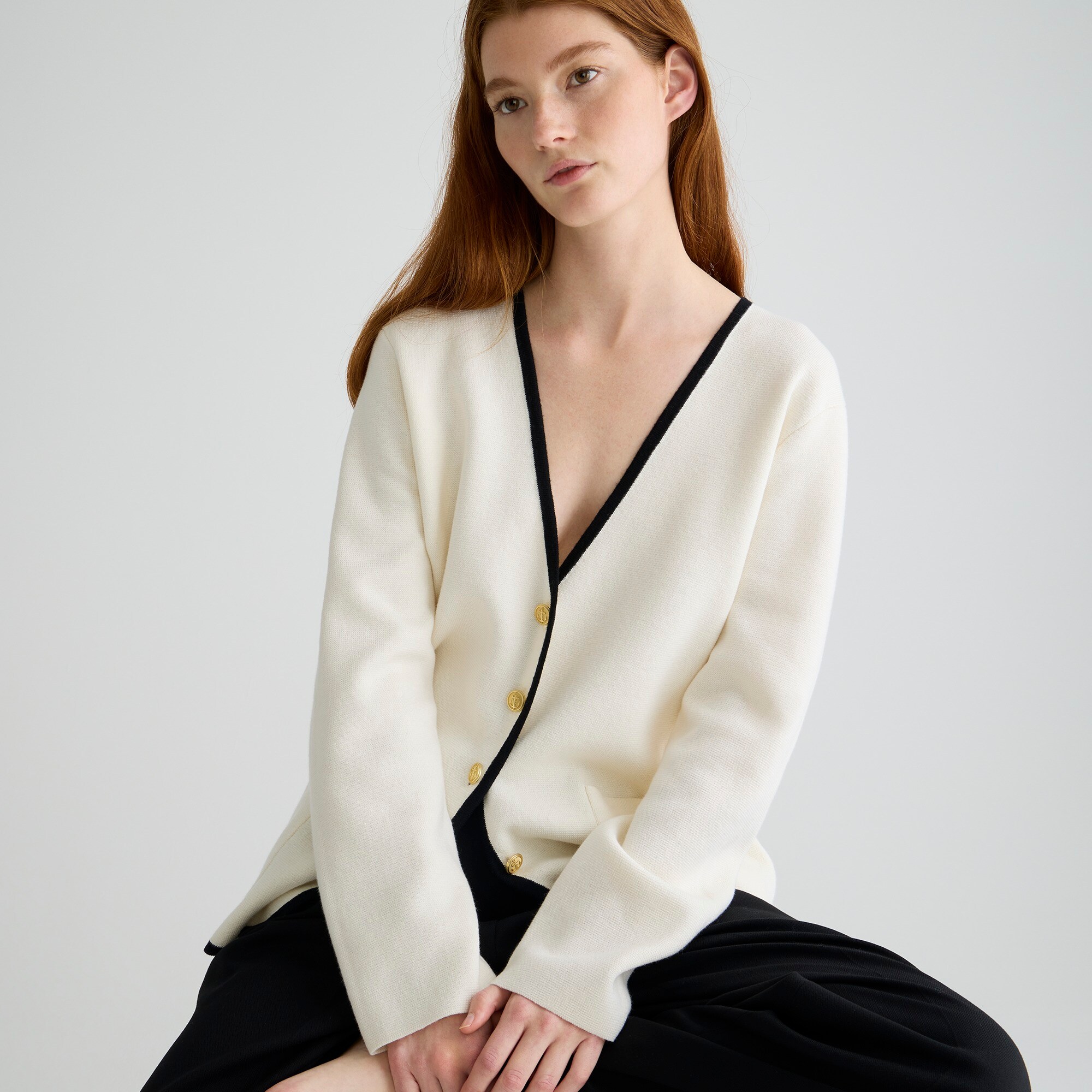 J.Crew: Giselle V-neck Sweater Blazer With Contrast Trim For Women