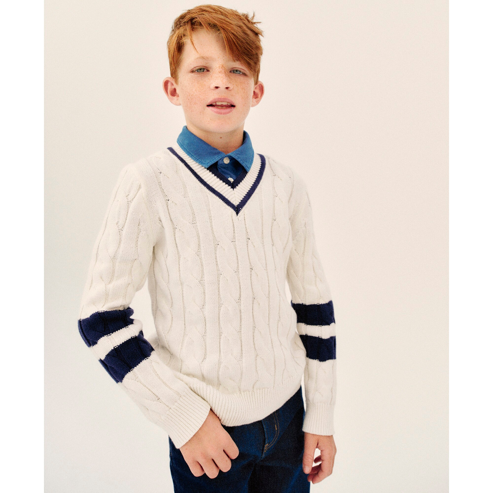 J.Crew: Kids' Cotton Cable-knit Tennis Sweater For Boys