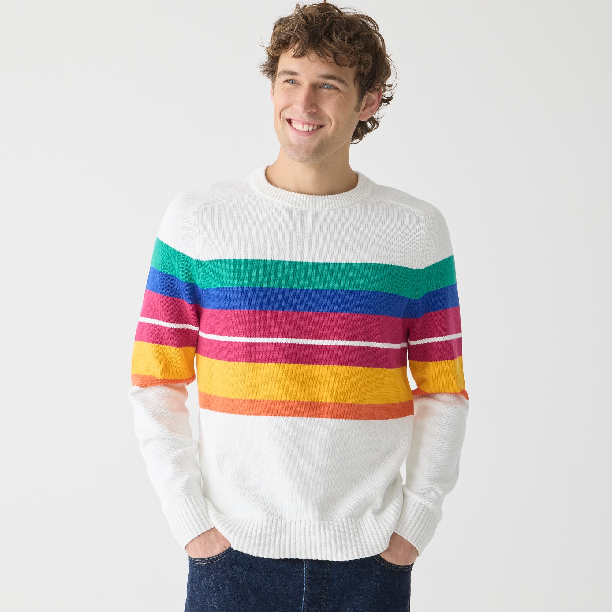J.Crew: Heritage Cotton Sweater In Stripe For Men