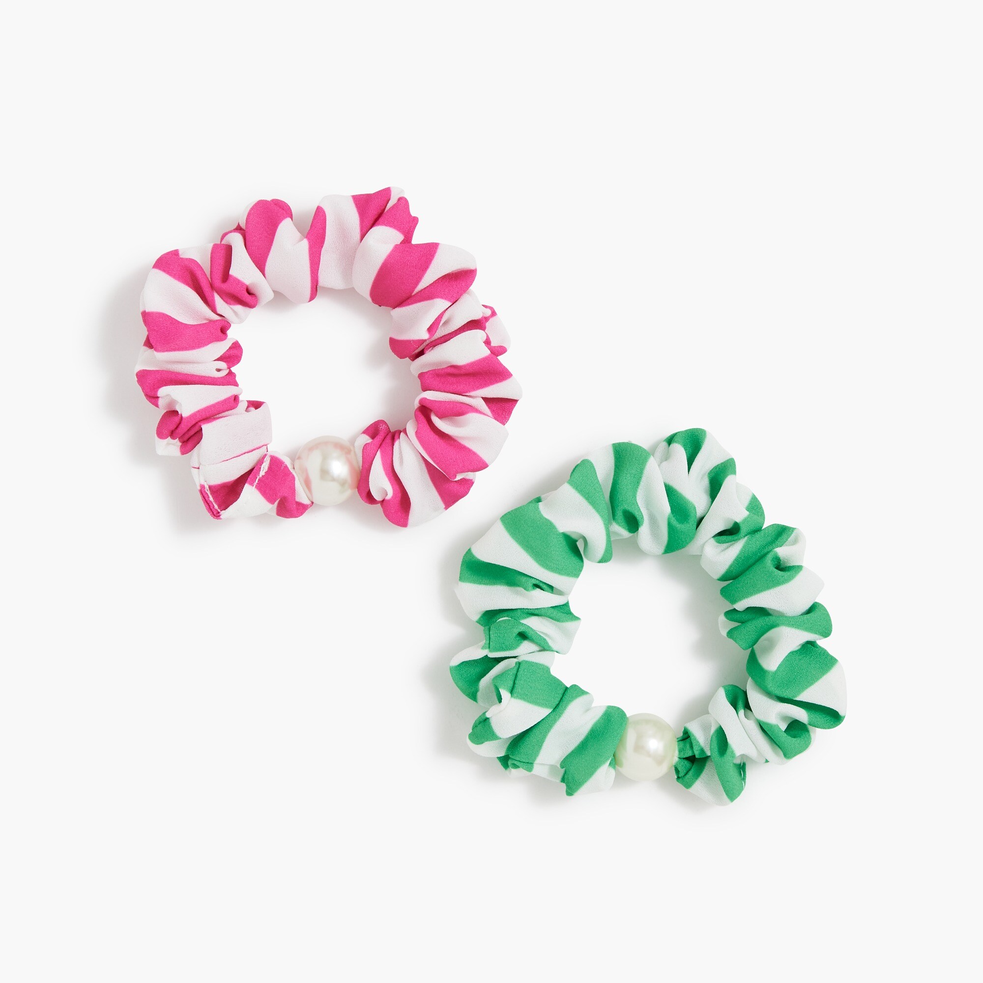 Factory: Striped Pearl Hair Scrunchies Set-of-two For Women