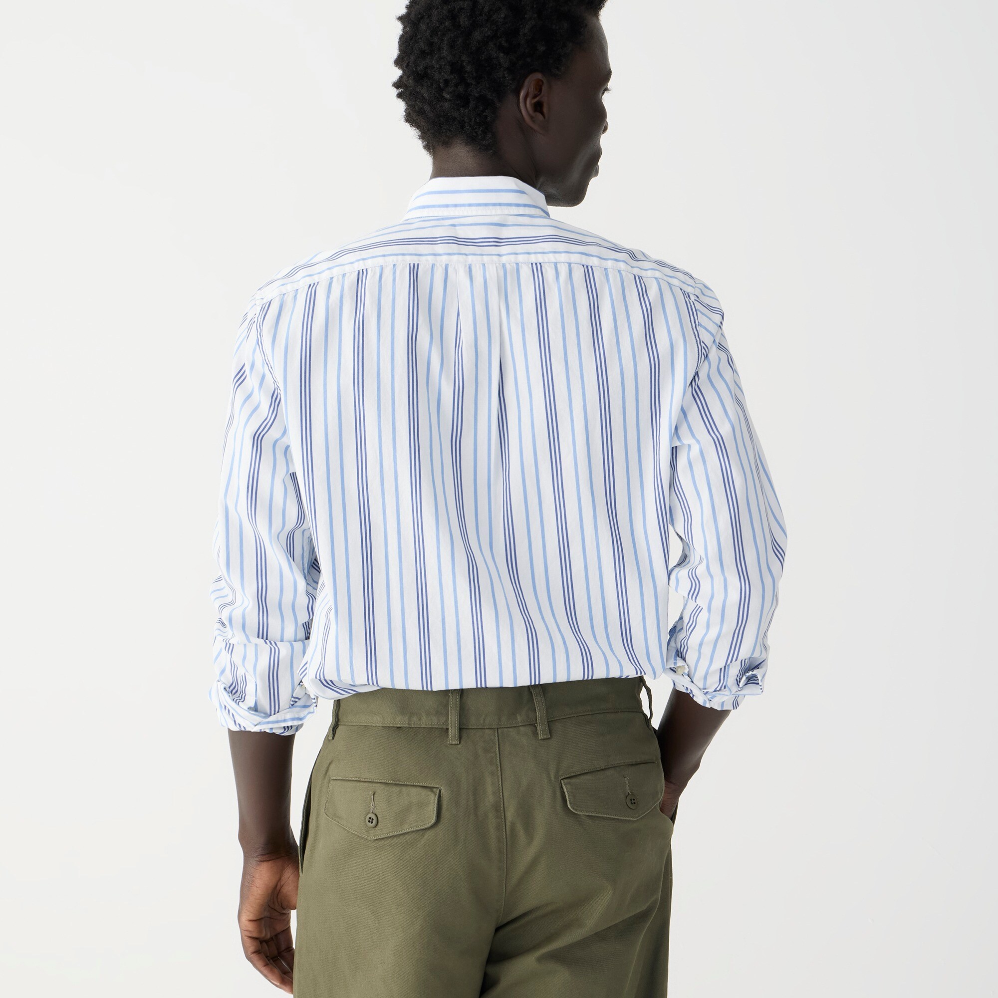 J.Crew: Secret Wash Cotton Poplin Shirt In Stripe For Men