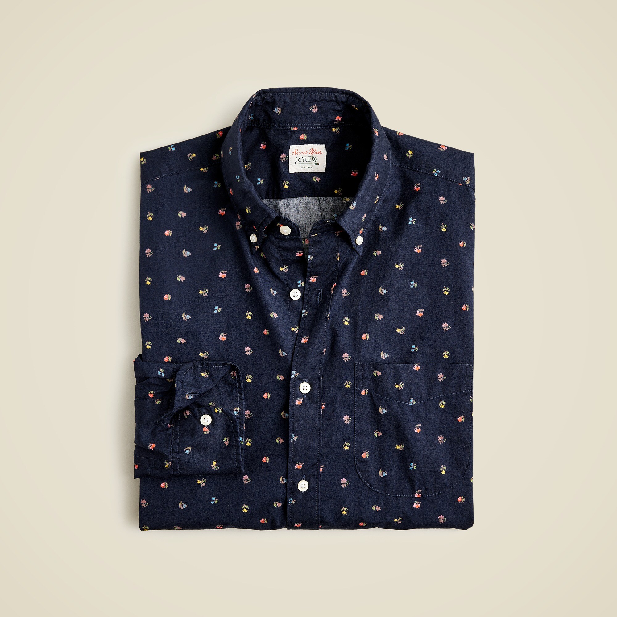 J.Crew: Secret Wash Cotton Poplin Shirt In Print For Men