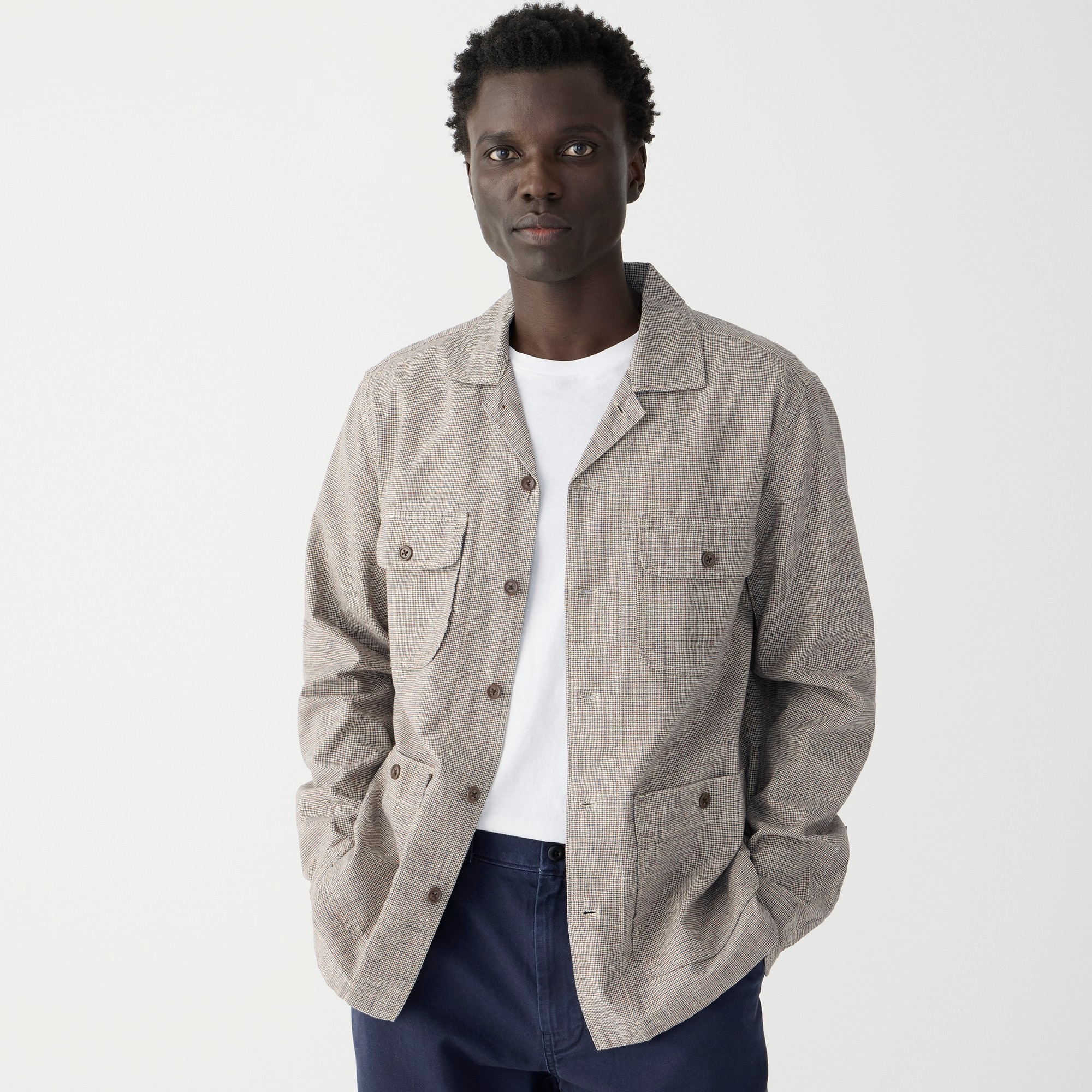 J.Crew: Linen-cotton Blend Four-pocket Camp-collar Overshirt For Men