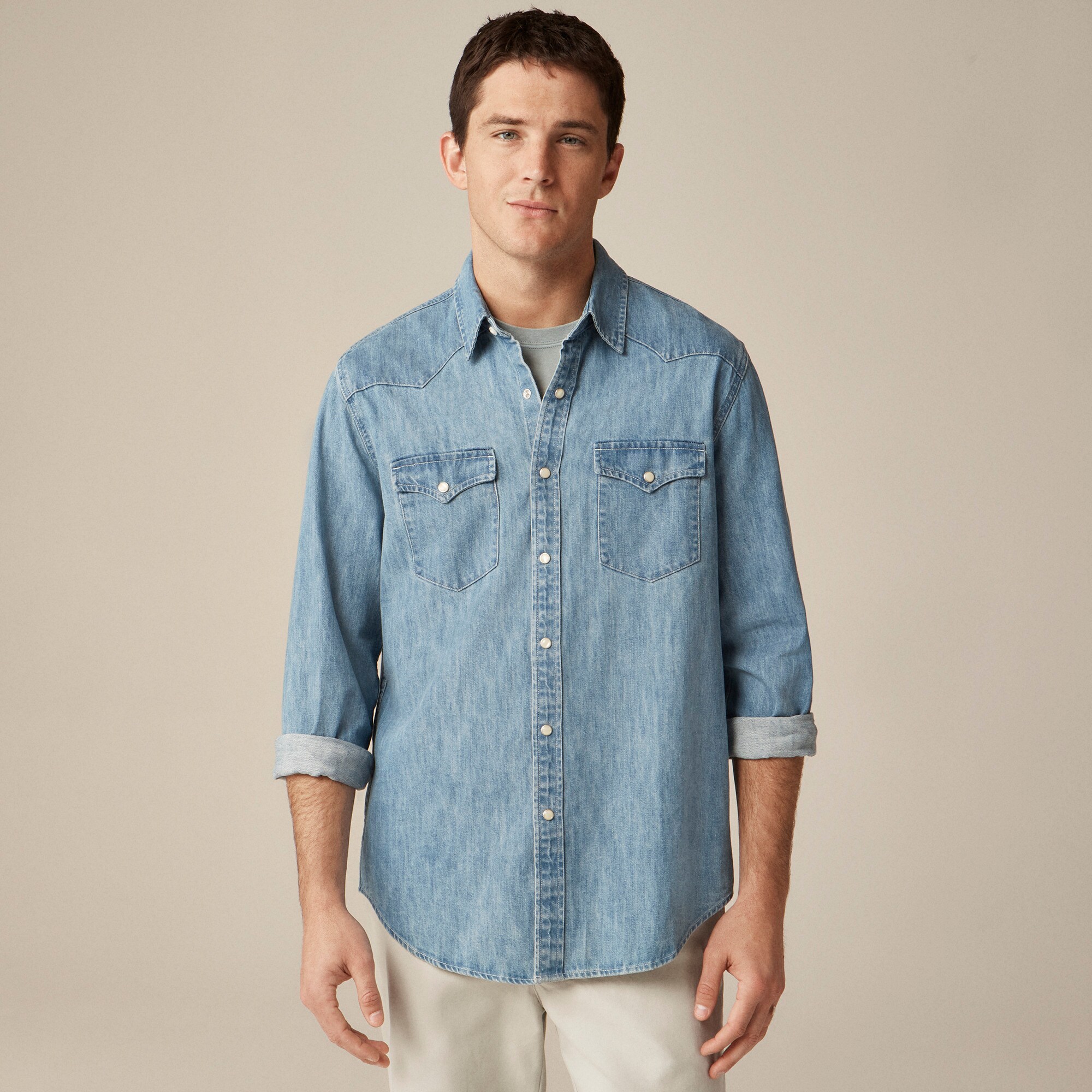 Midweight Denim Western Shirt For Men | J.Crew