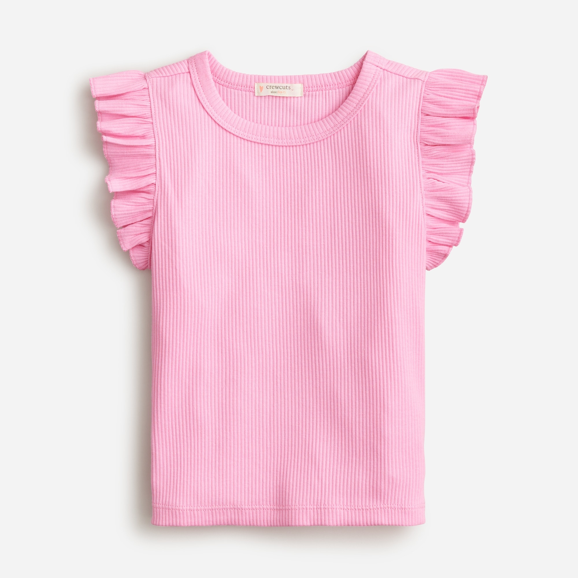 J.Crew: Girls' Flutter-sleeve Tank Top In Vintage Rib For Girls