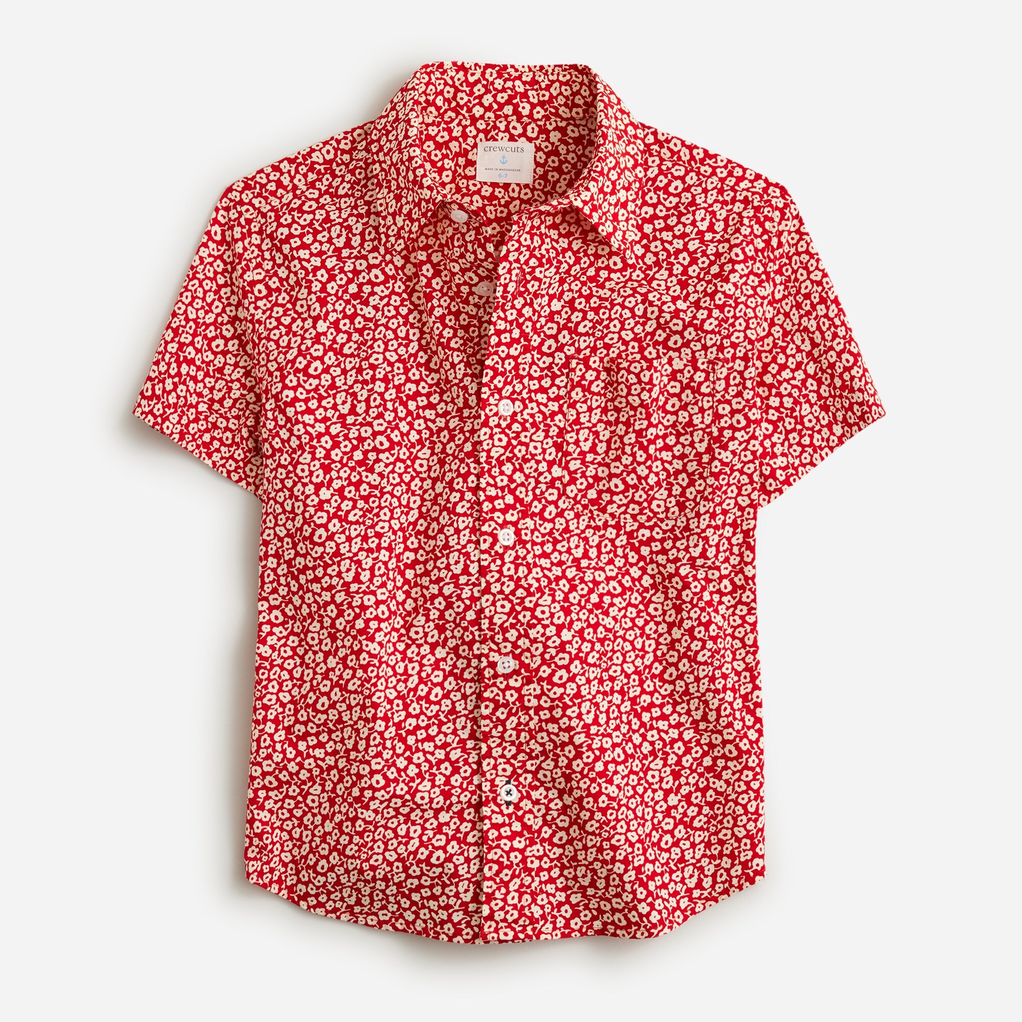 J.Crew: Kids' Short-sleeve Stretch Poplin Button-down In Print For Boys
