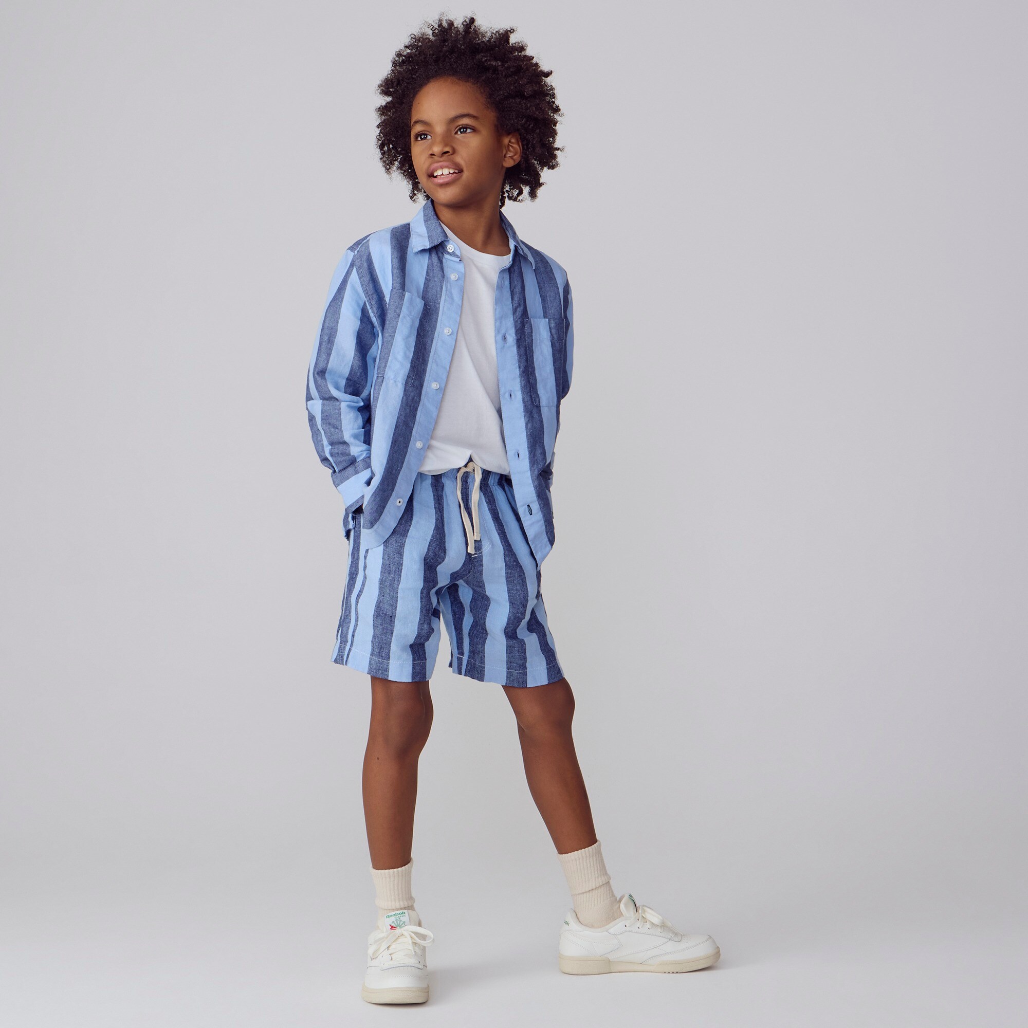 J.Crew: Boys' Long-sleeve Camp Shirt In Linen-cotton Blend For Boys