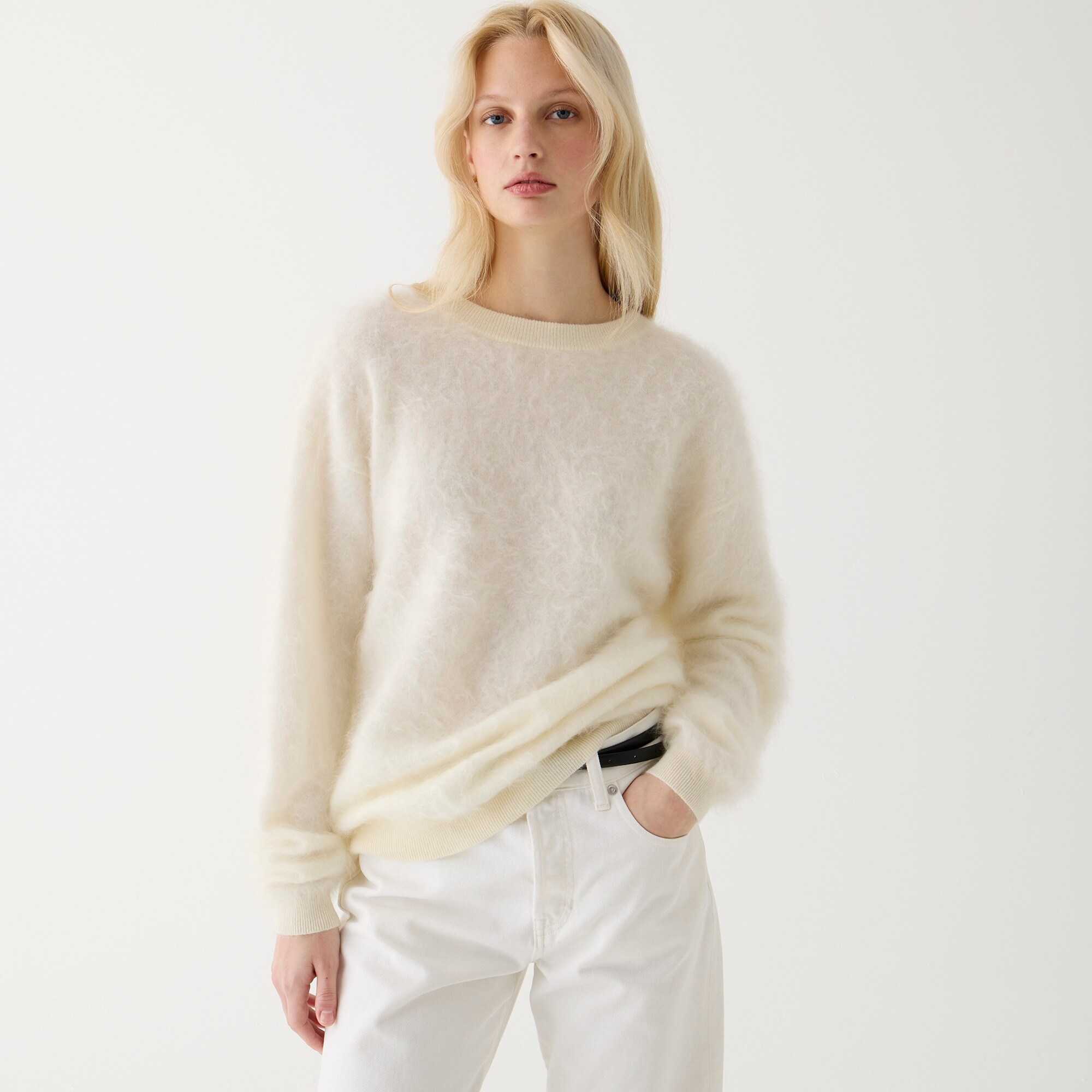 J.Crew: Brushed Cashmere Relaxed Crewneck Sweater For Women