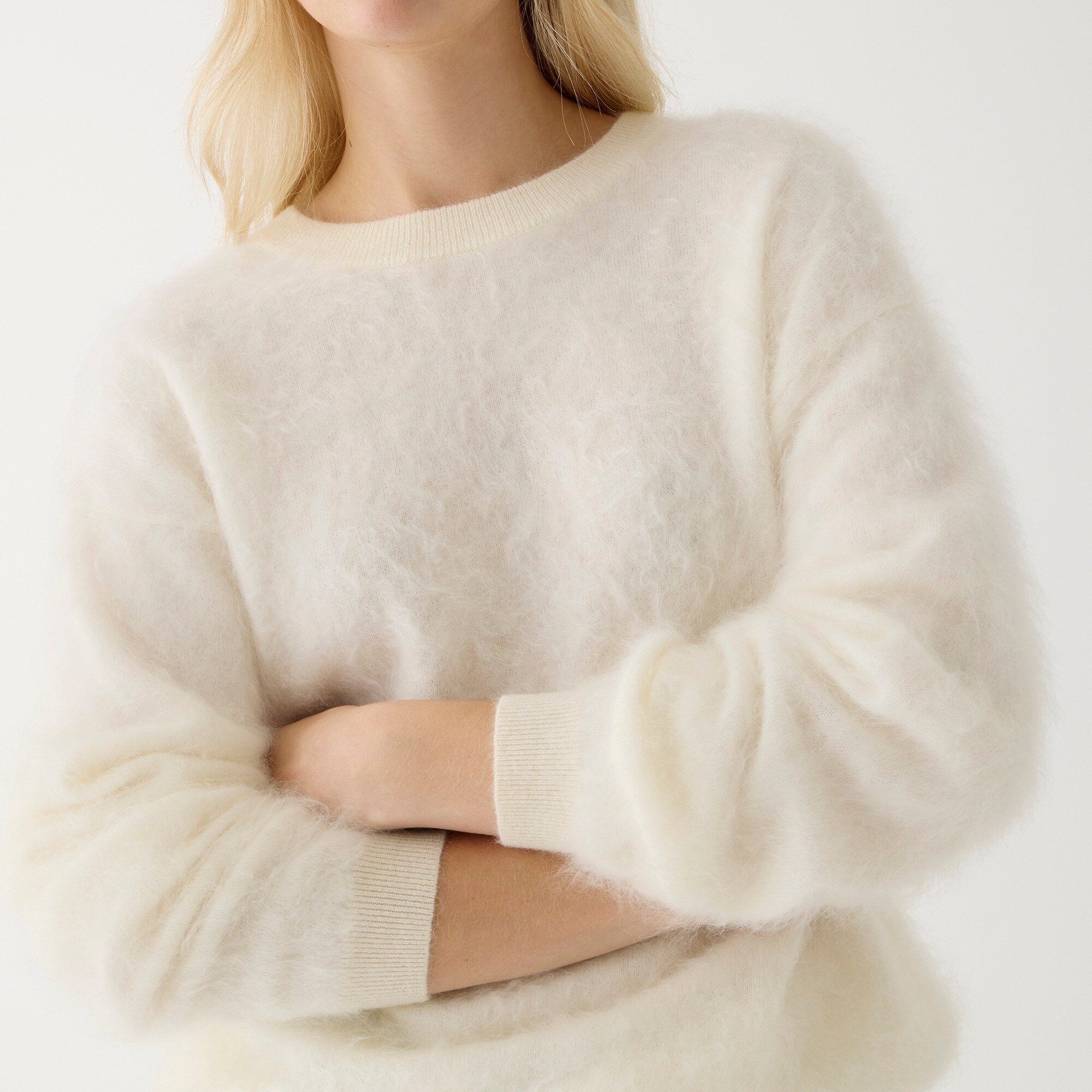 J.Crew: Brushed Cashmere Relaxed Crewneck Sweater For Women