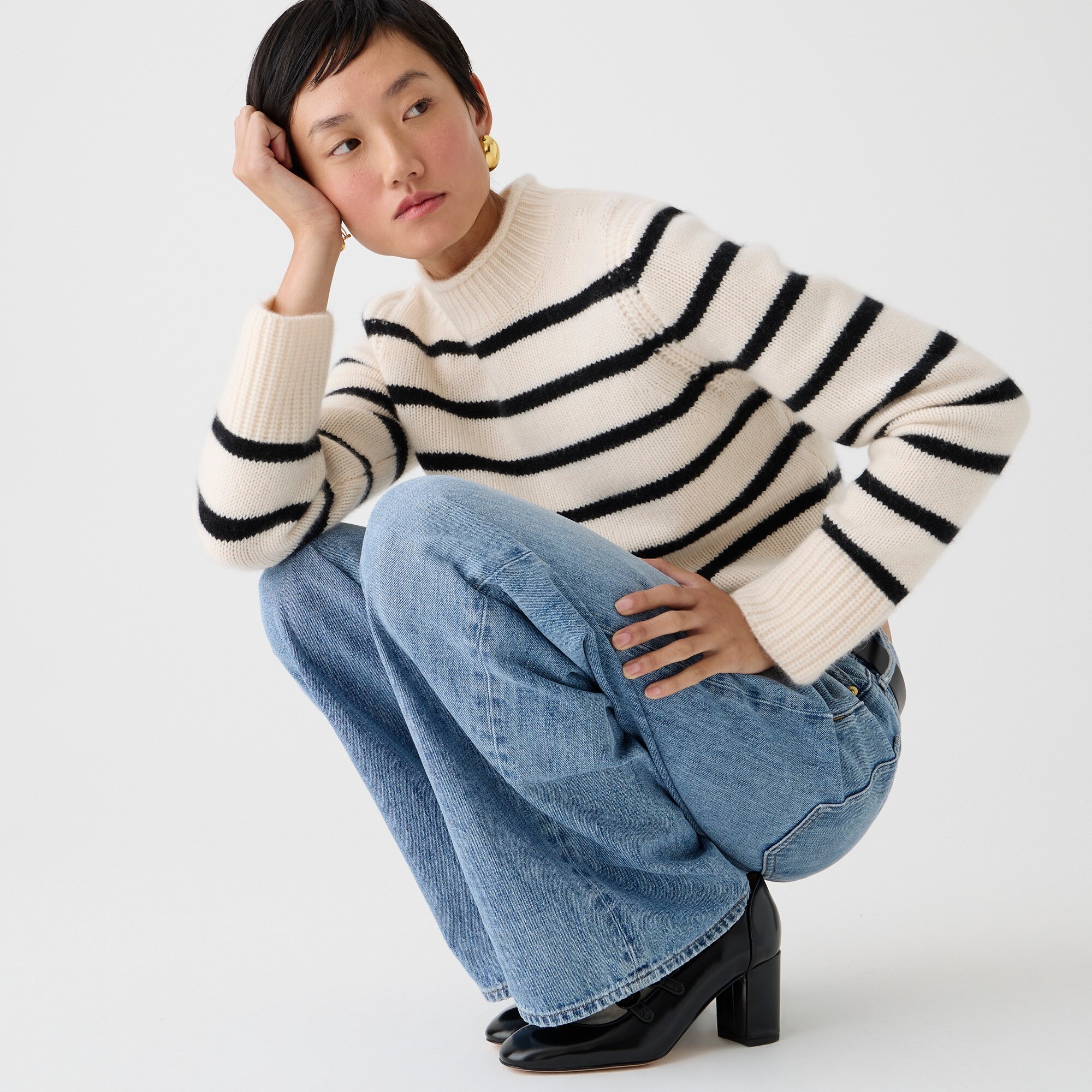 J.Crew: Cashmere Rollneck™ Sweater In Stripe For Women
