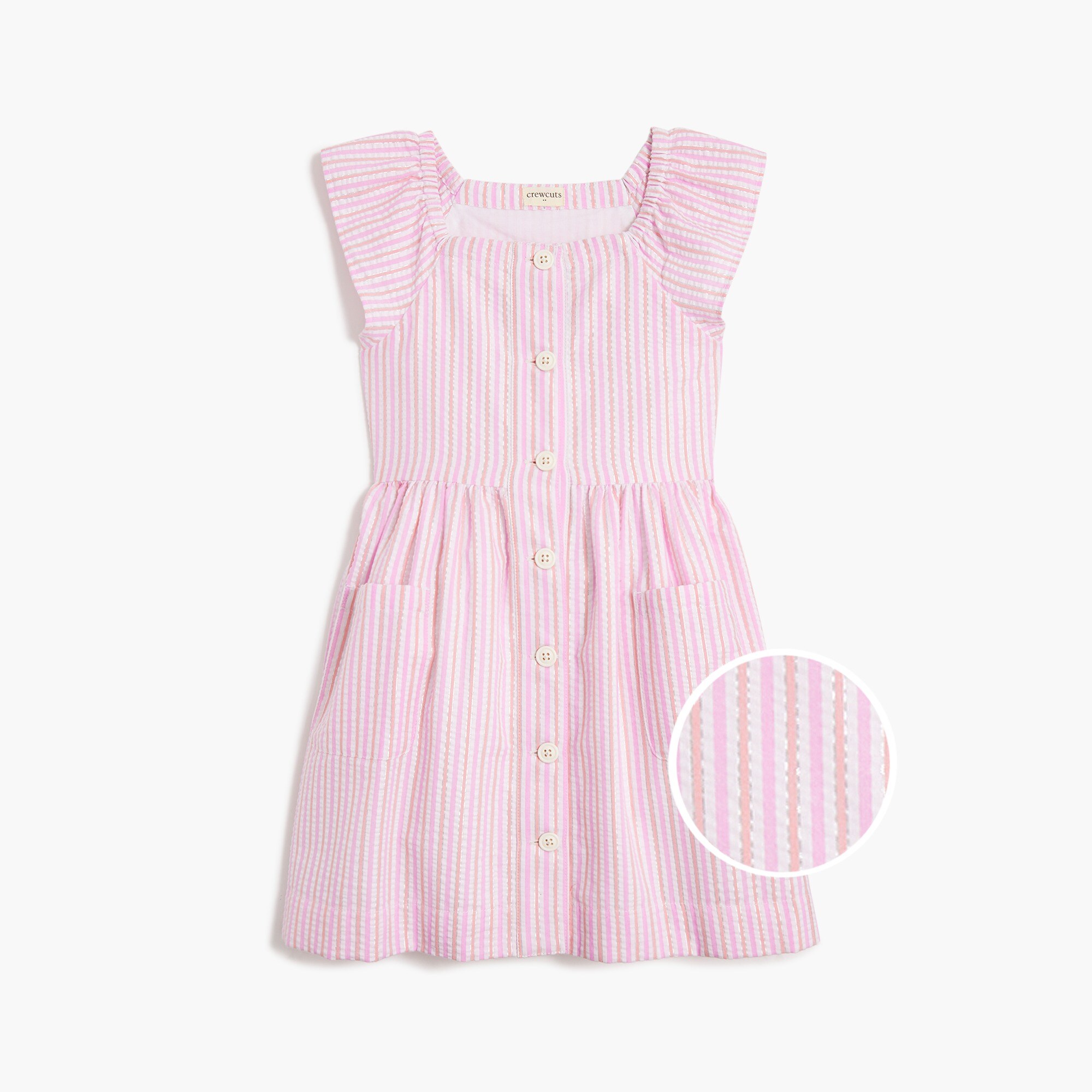 Factory: Girls' Shimmer Seersucker Button-front Dress For Girls