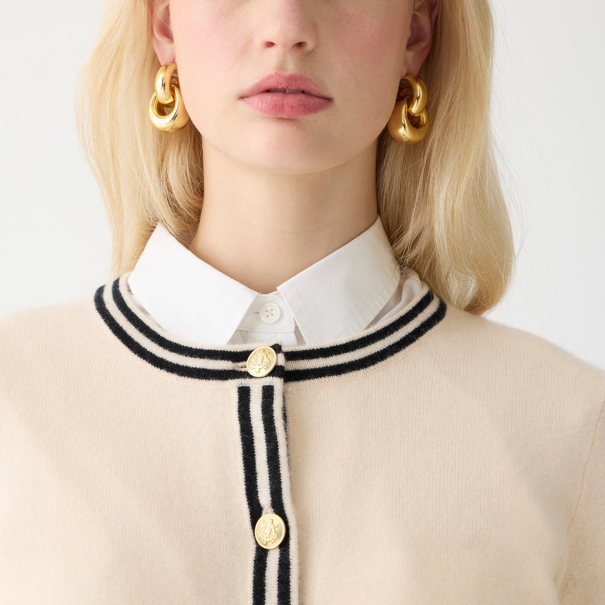 J.Crew: Cashmere Sweater Lady Jacket With Contrast Trim For Women