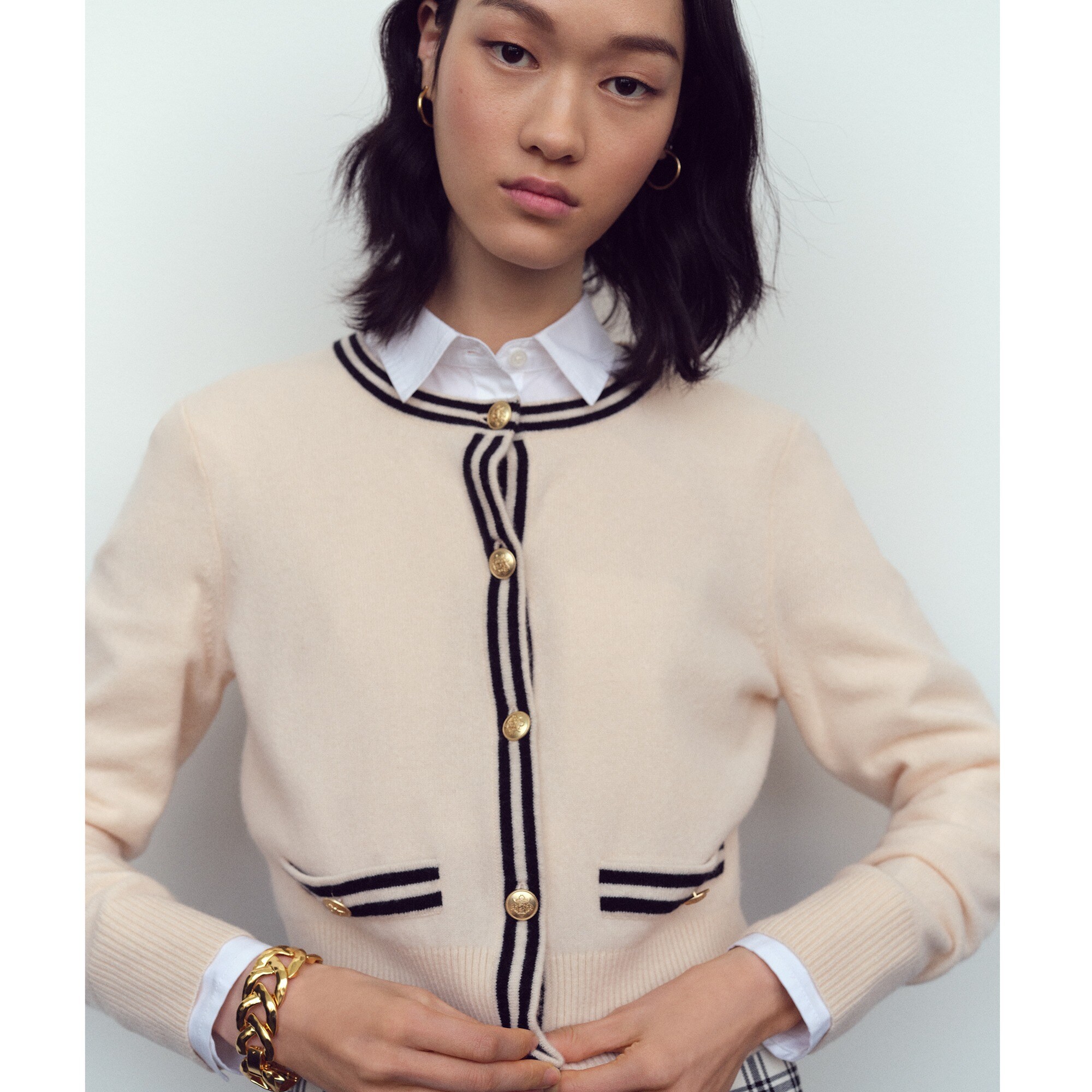 J.Crew: Cashmere Sweater Lady Jacket With Contrast Trim For Women