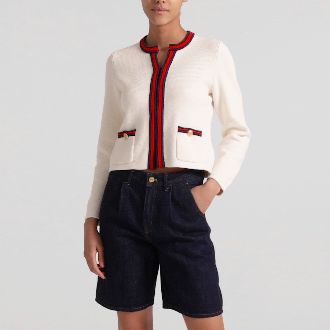 J.Crew: Emilie Sweater Lady Jacket With Contrast Trim For Women