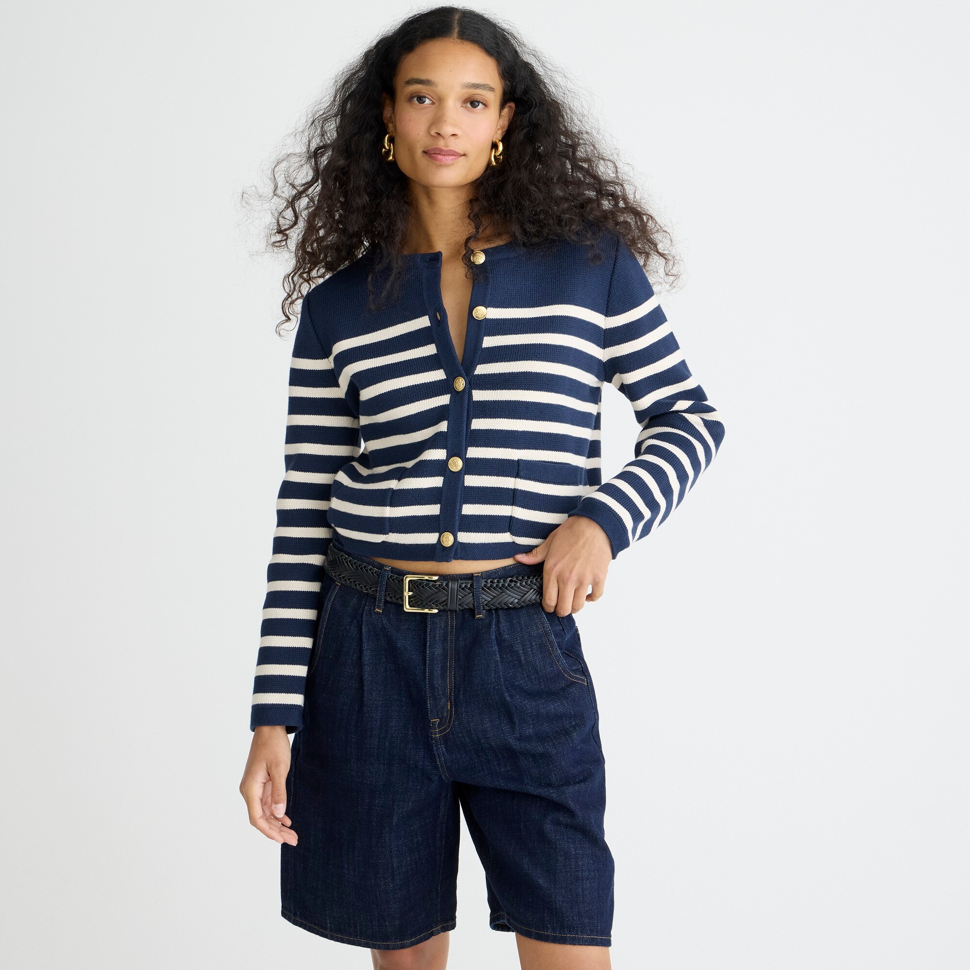 J.Crew: Emilie Sweater Lady Jacket In Stripe For Women