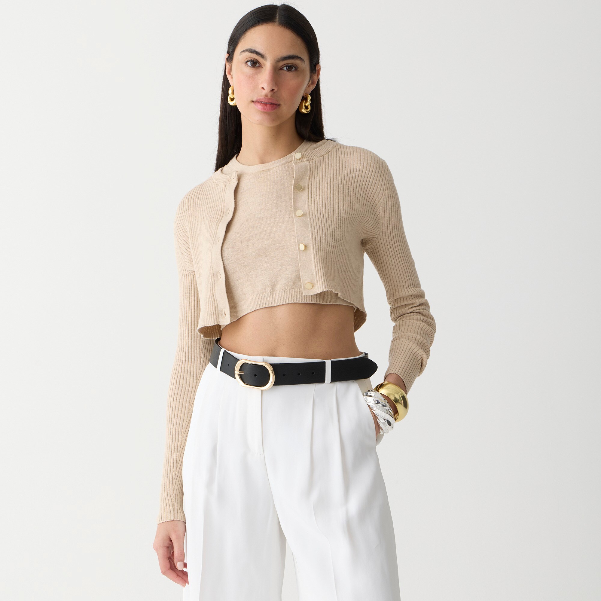 J.Crew: Cropped Shell And Cardigan Sweater Set For Women