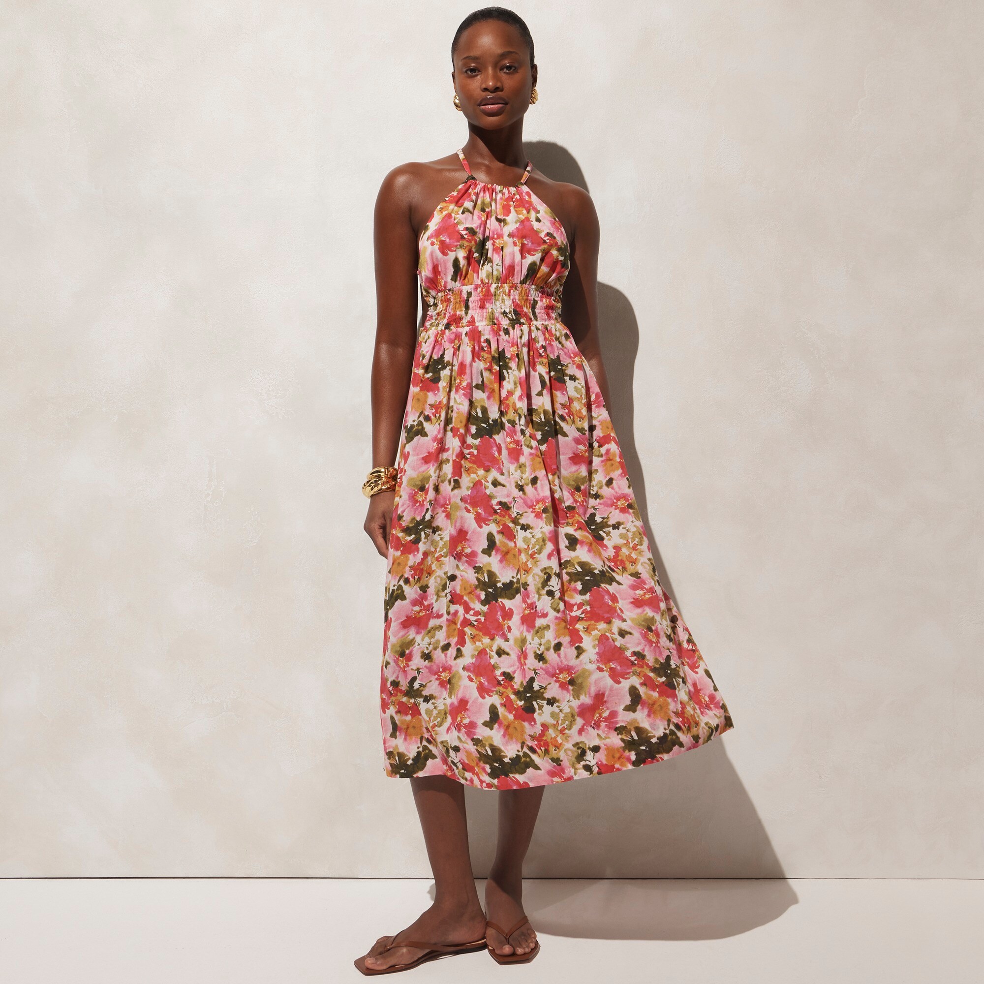 J.Crew: Halter-neck Cross-back Dress In Floral Cotton Voile For Women