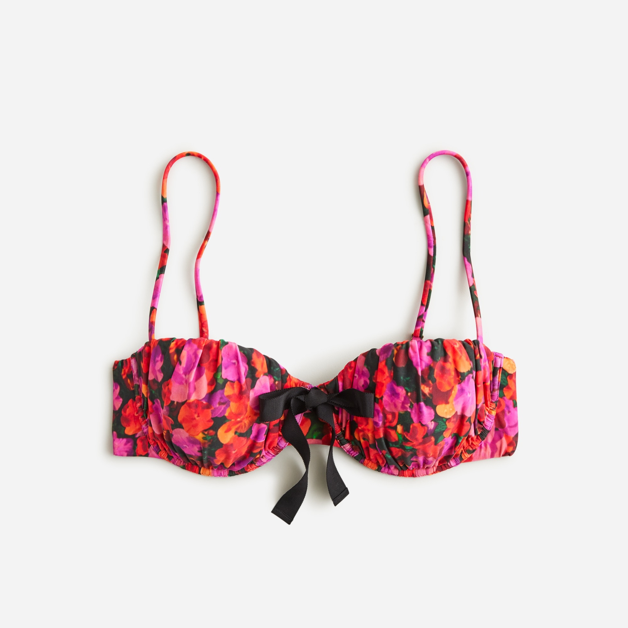 Ruched Balconette Bikini Top In Pansy Floral For Women | J.Crew