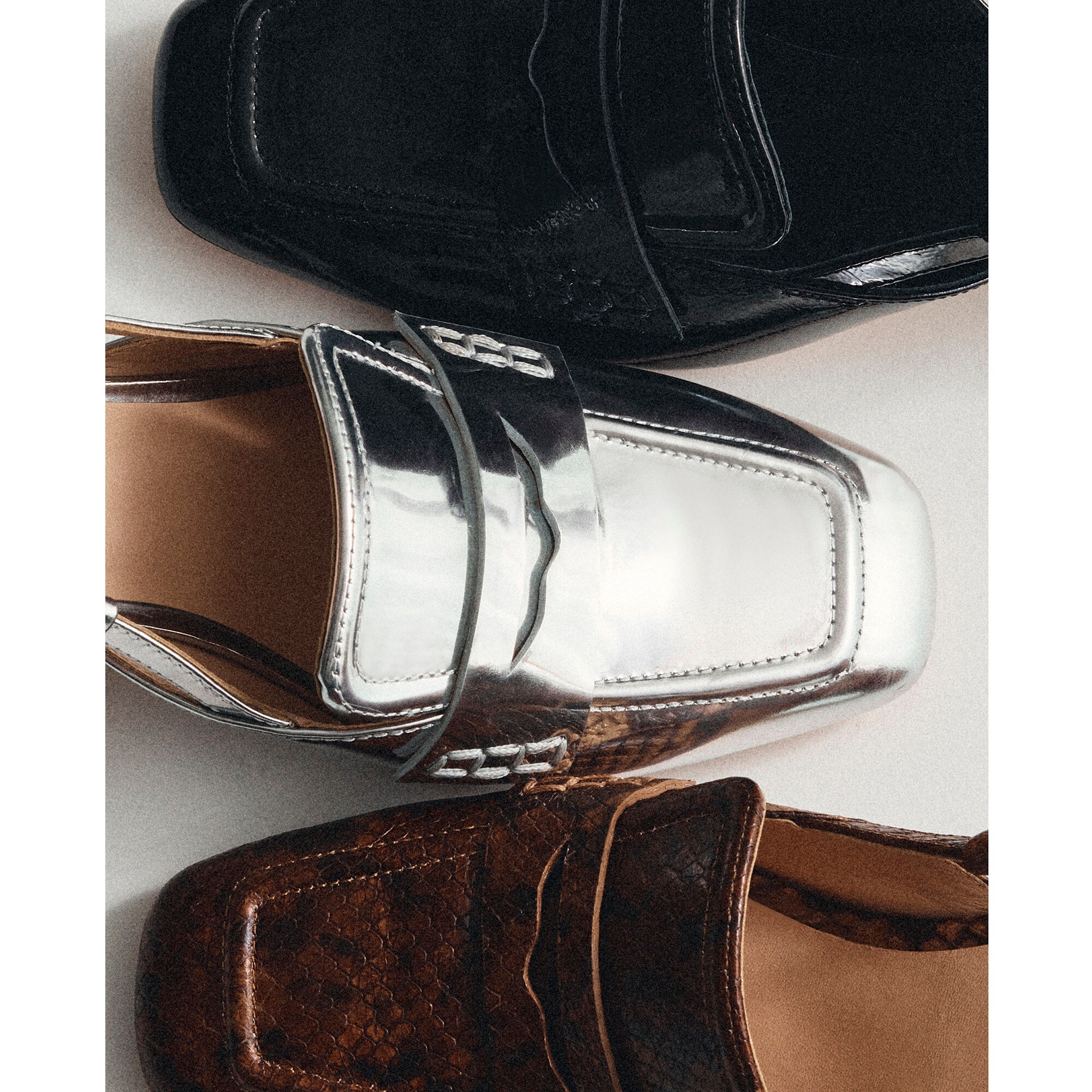 J.Crew: Layne Slingback Loafer Heels In Snake-embossed Leather For Women