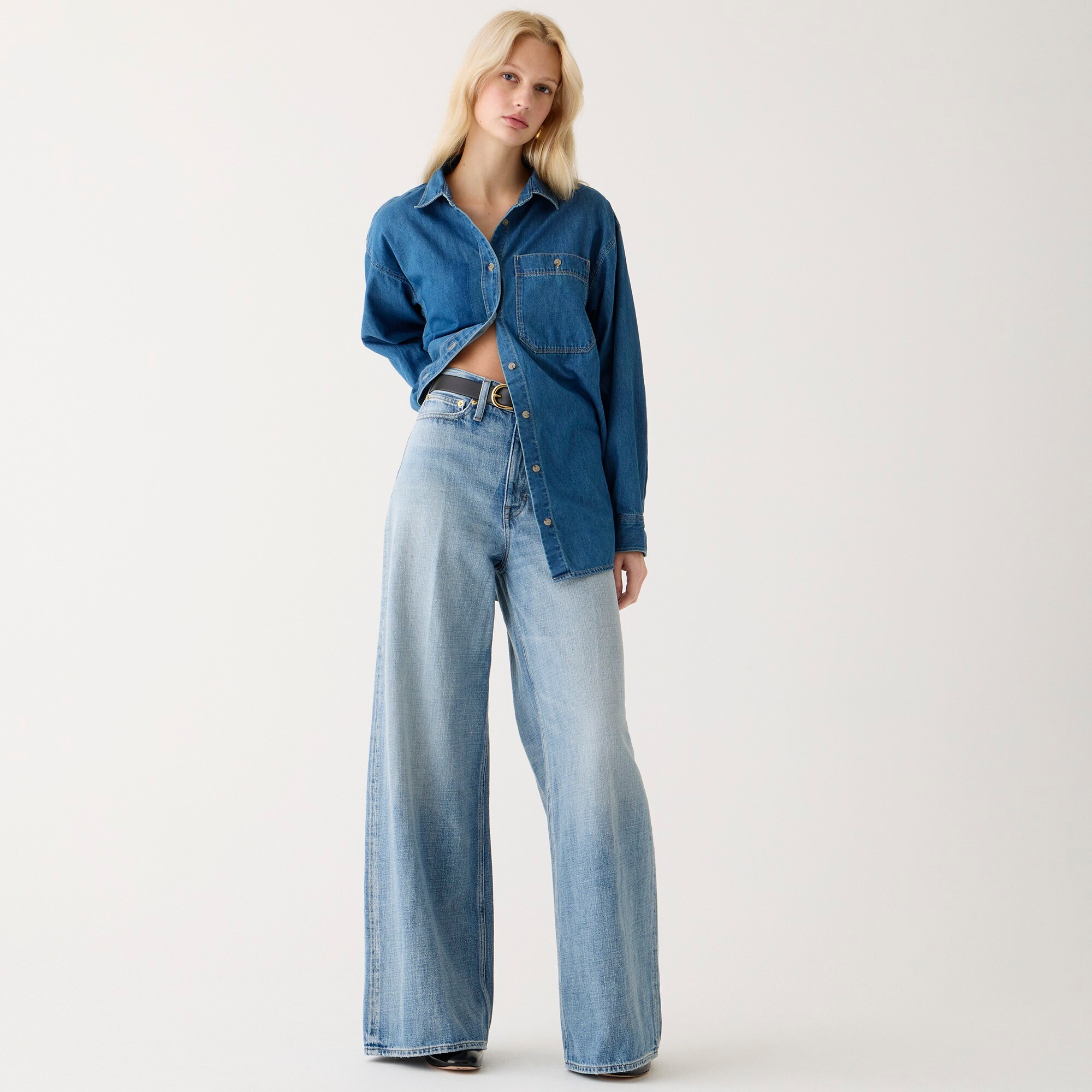 J.Crew: High-rise Superwide-leg Jean In Elliot Wash For Women