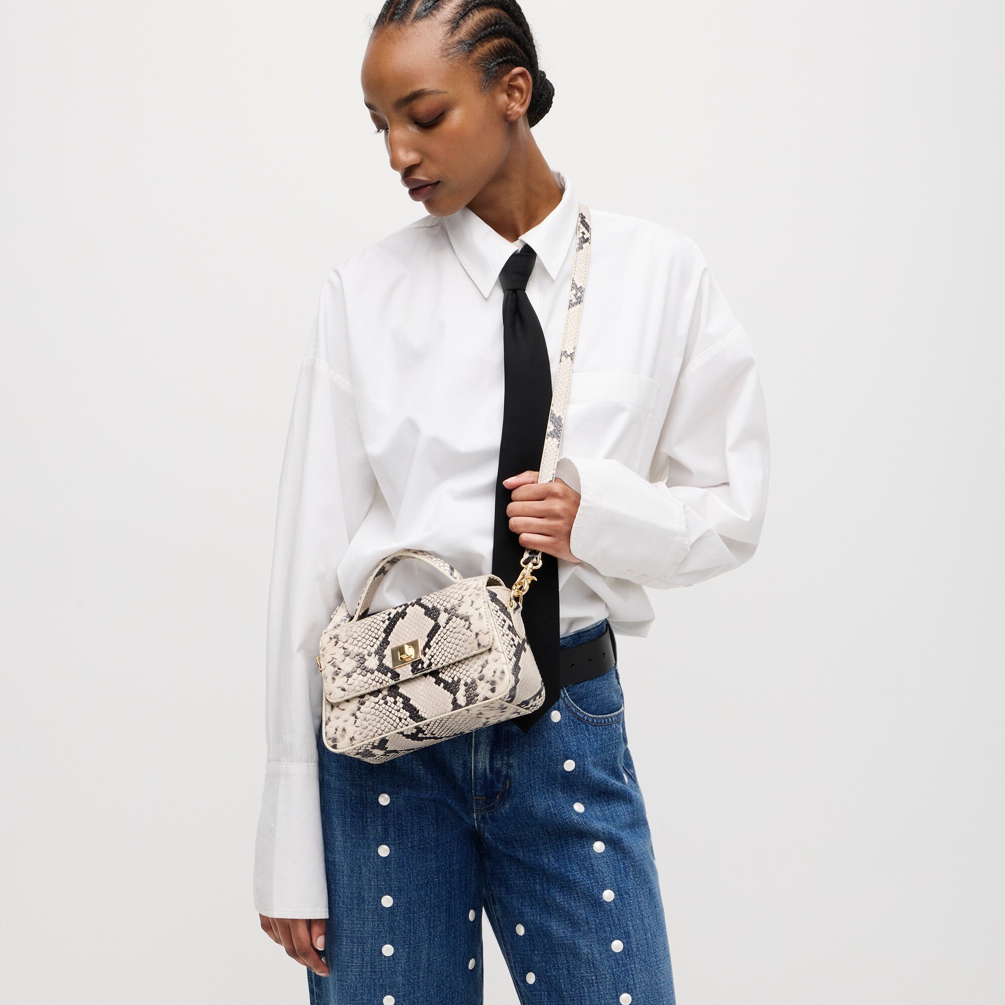J.Crew: Small Edie Top-handle Bag In Italian Snake-embossed Leather For ...