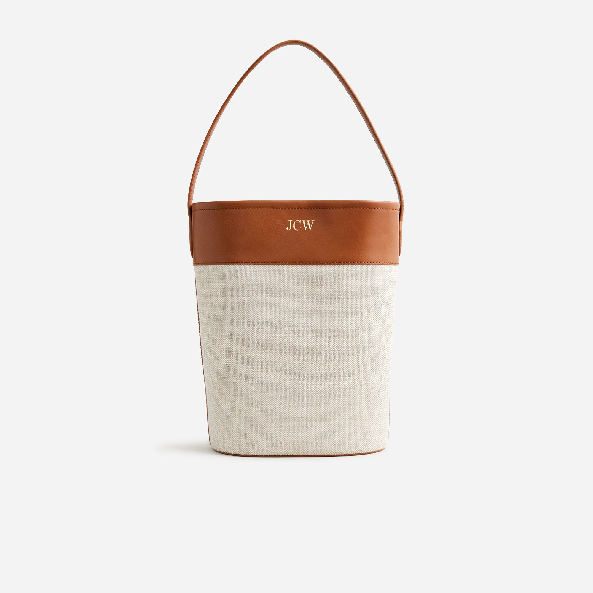 J.Crew: Berkeley Bucket Bag In Leather And Spanish Canvas For Women