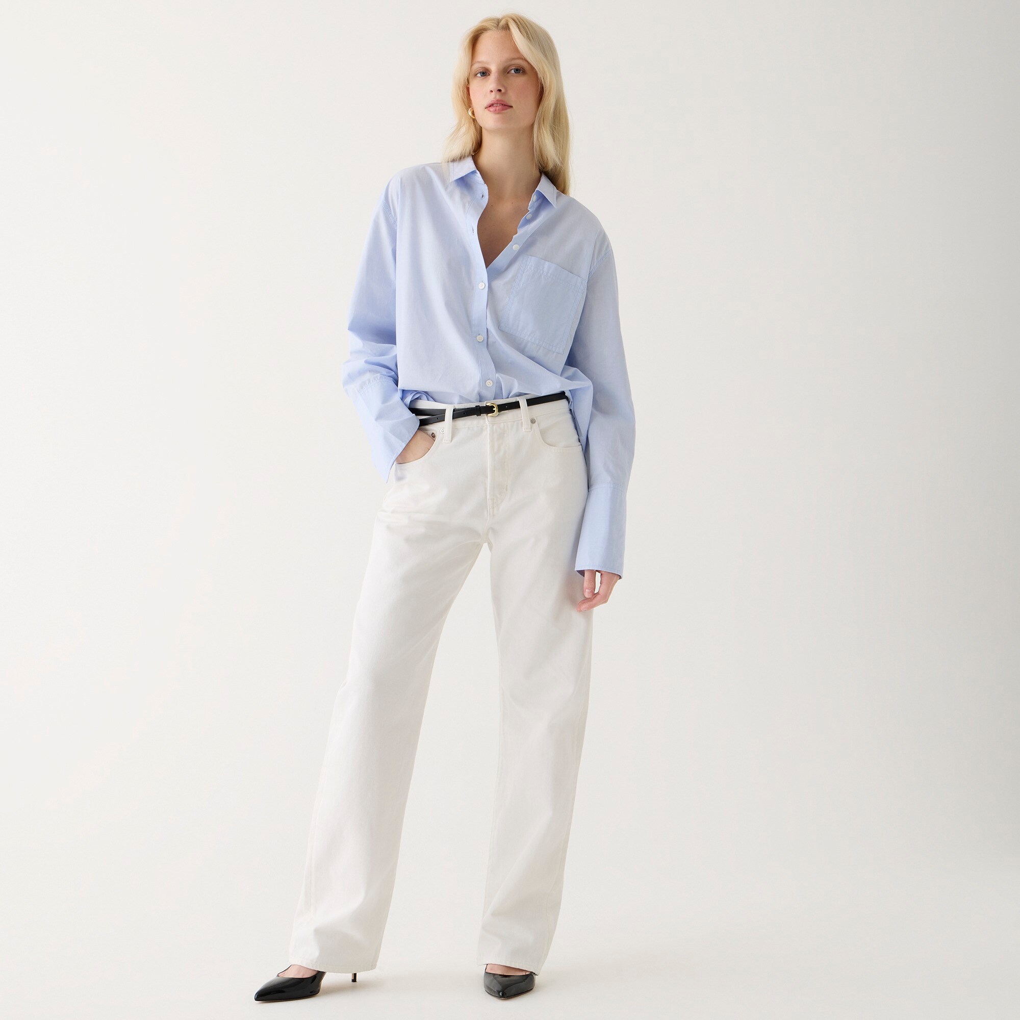 J.Crew: Point Sur Loose Straight Jean In White For Women