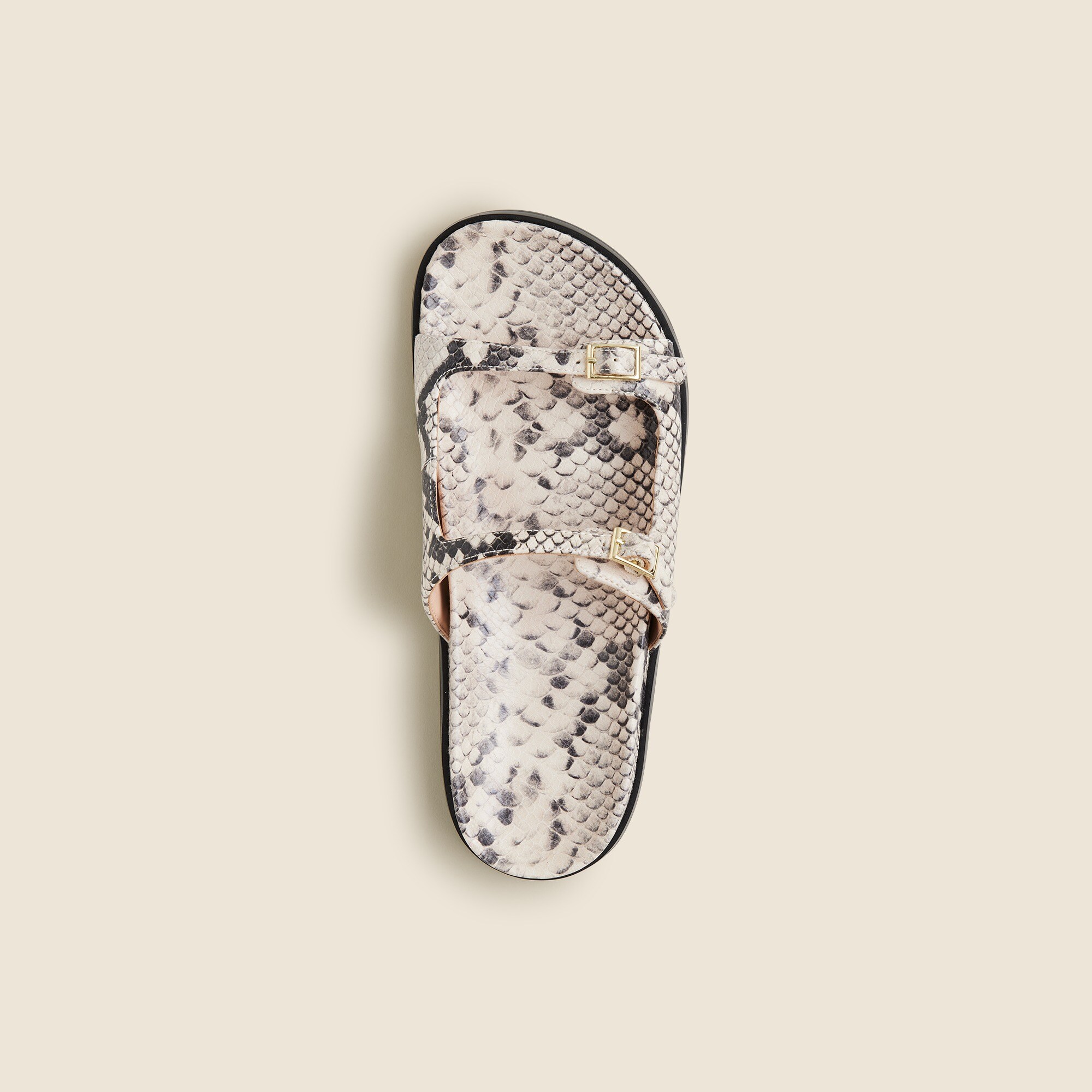 J.Crew: Colbie Buckle Sandals In Snake-embossed Leather For Women