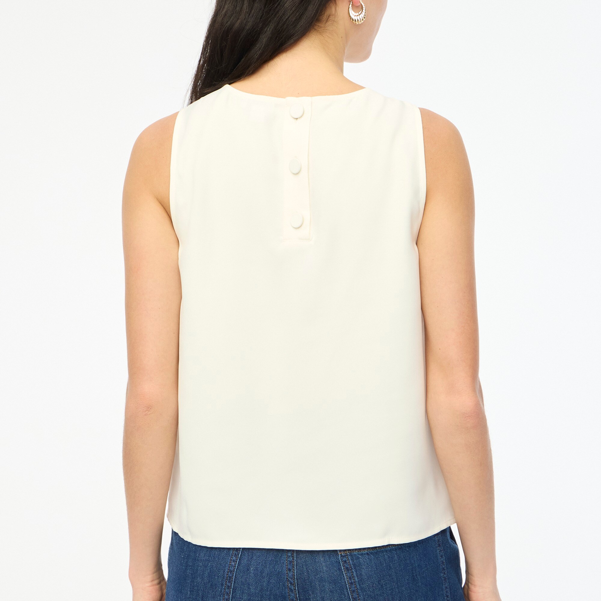 Factory: Sleeveless Button-back Shell For Women