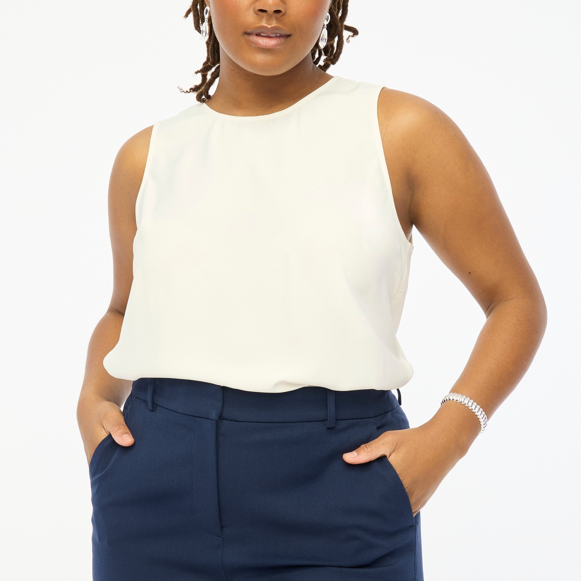 Factory: Sleeveless Button-back Shell For Women
