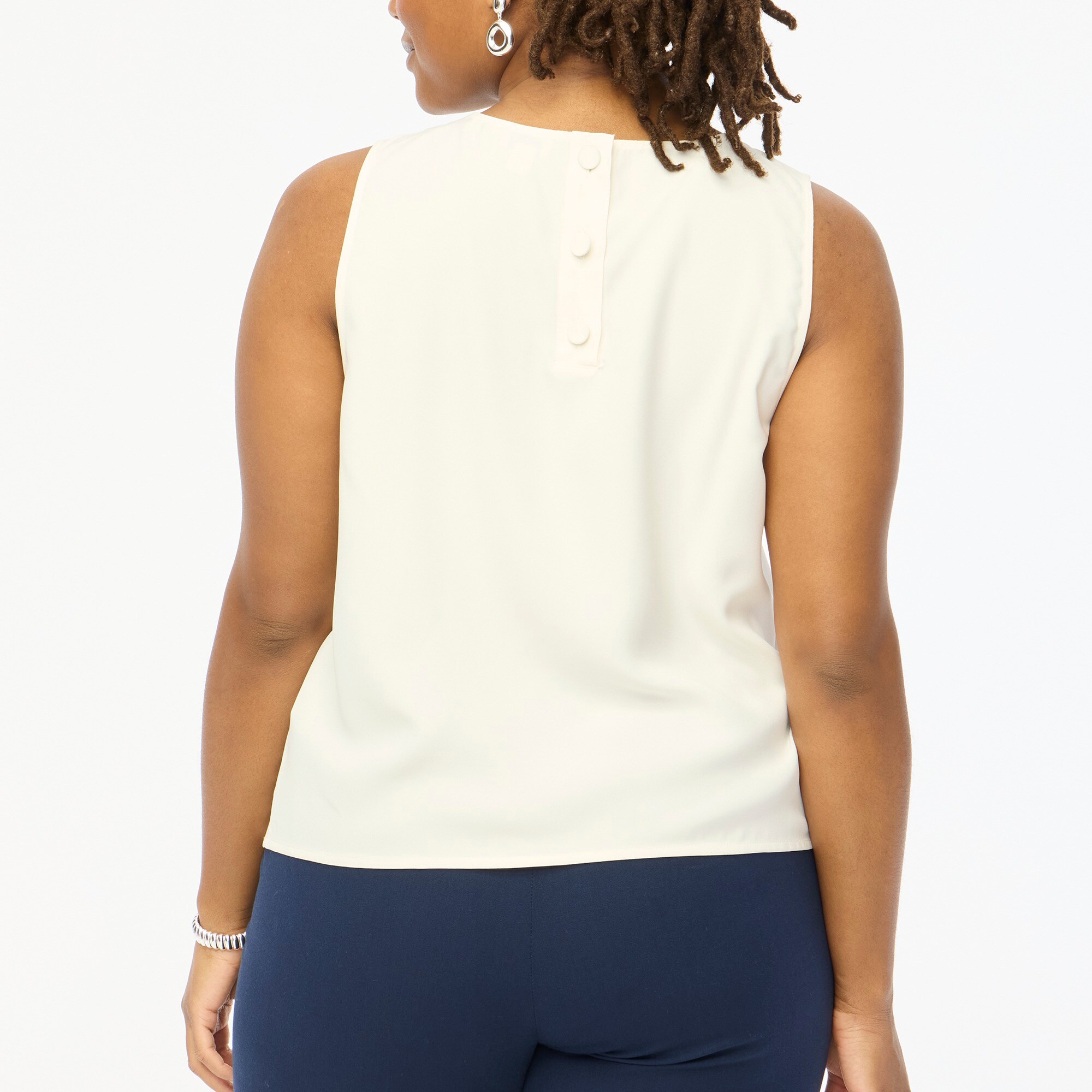 Factory: Sleeveless Button-back Shell For Women