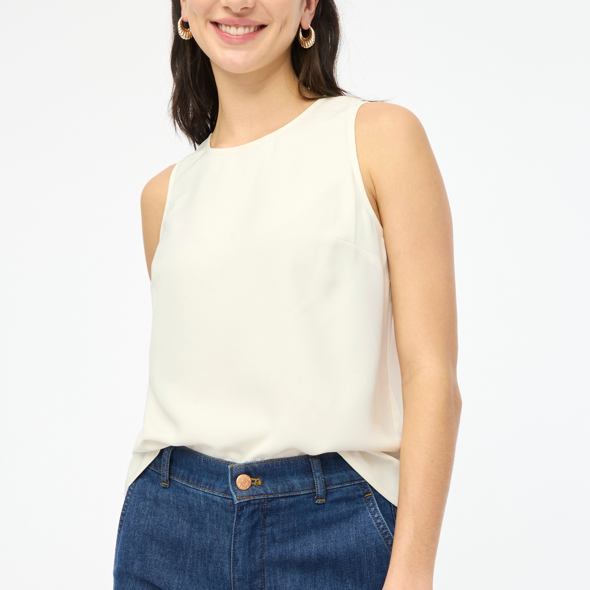 Factory: Sleeveless Button-back Shell For Women