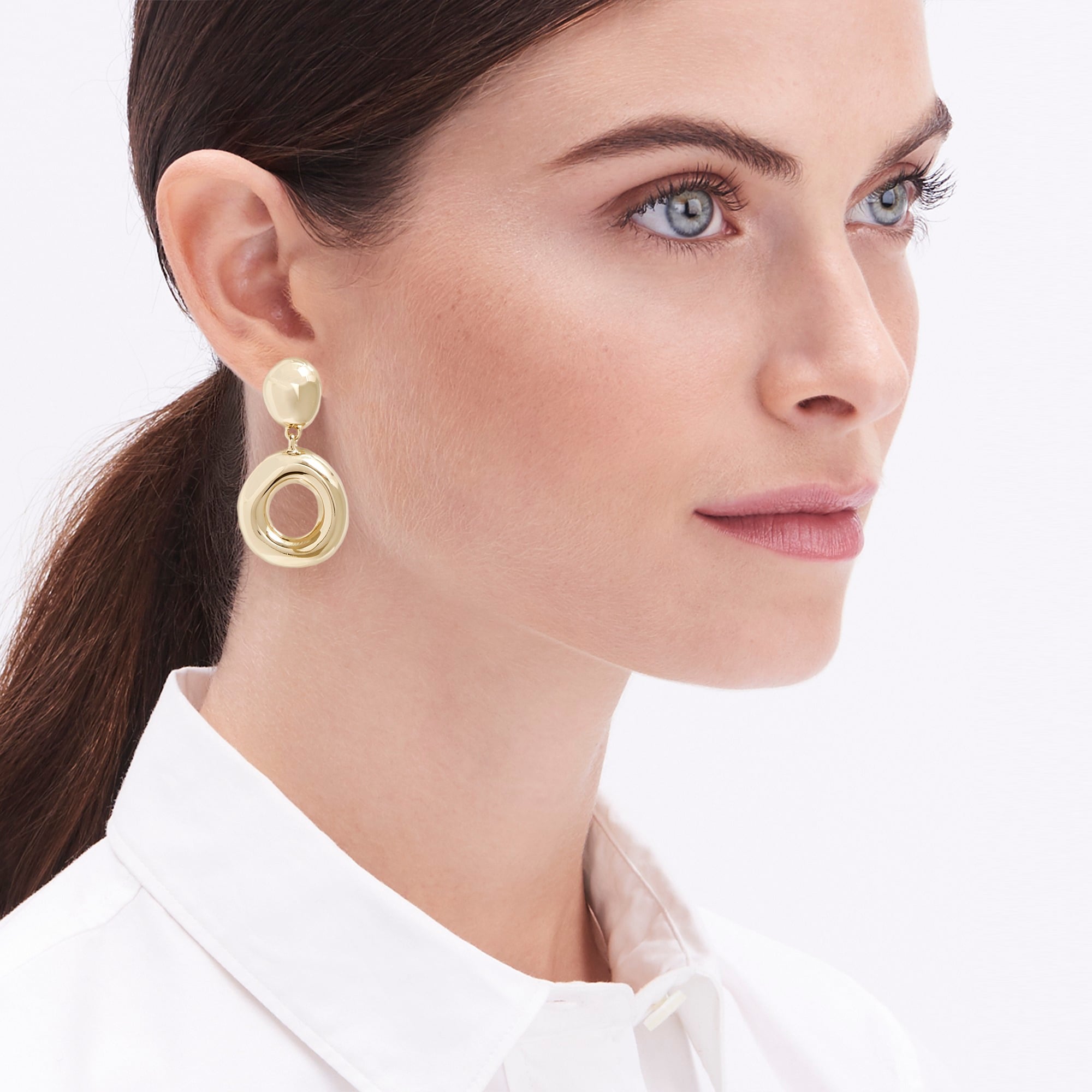 Factory: Sculptural Metal Drop Earrings For Women