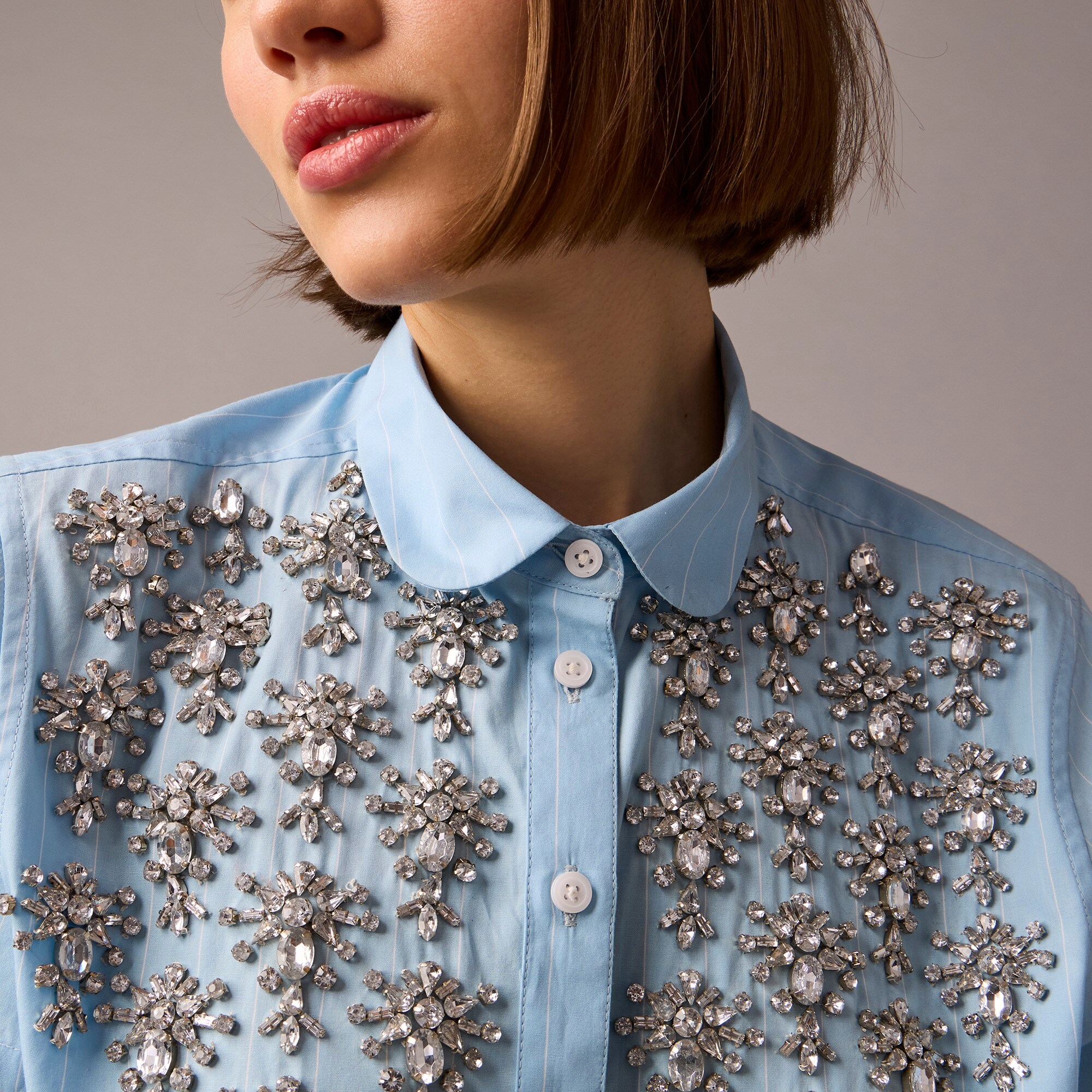 J.Crew: Collection Cropped Button-up Shirt With Embellishments In ...
