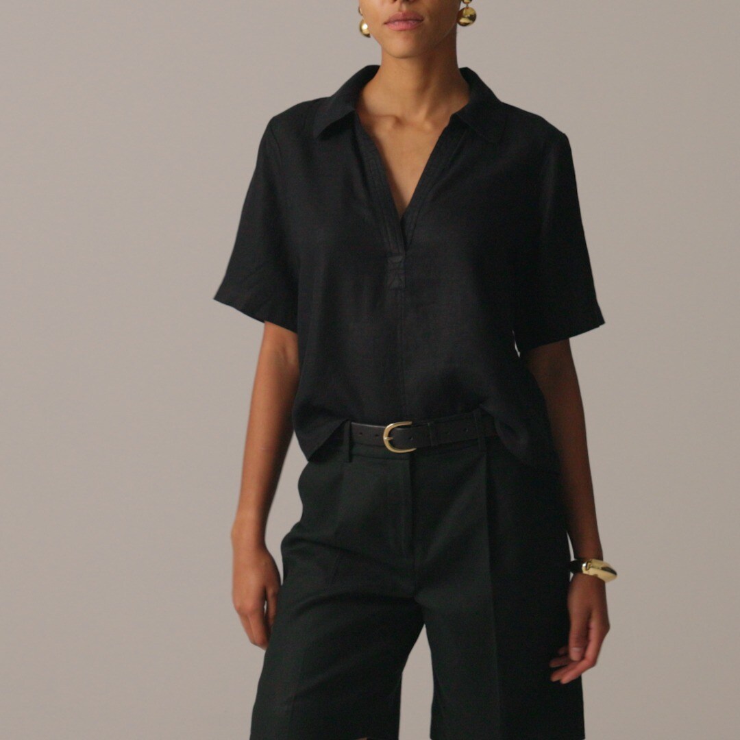 J.Crew: Bungalow Popover Top In Linen For Women