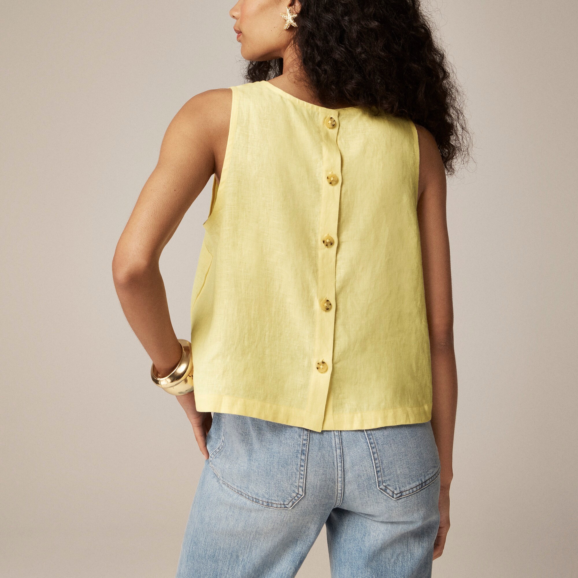 J.Crew: Maxine Button-back Top In Linen For Women