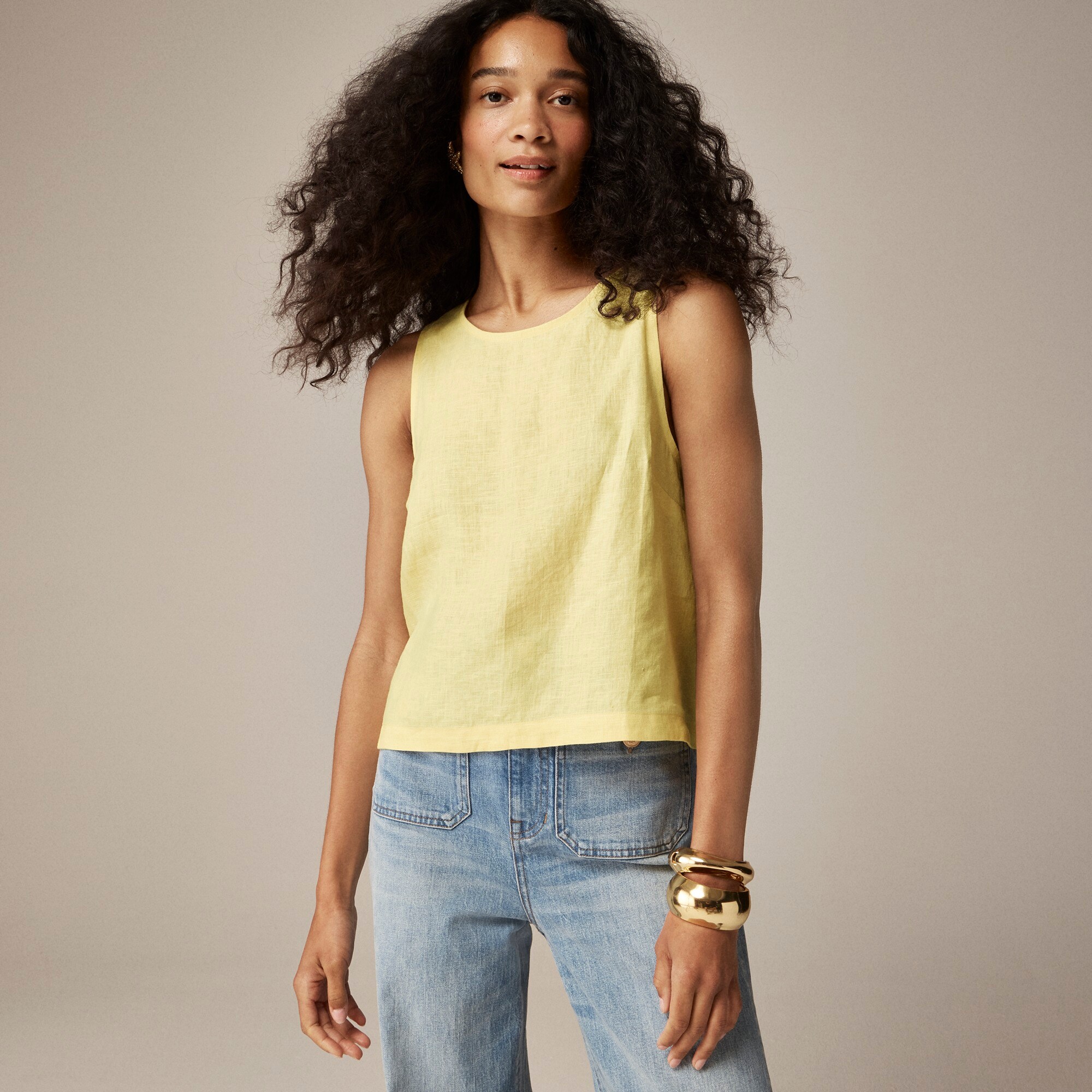 J.Crew: Maxine Button-back Top In Linen For Women