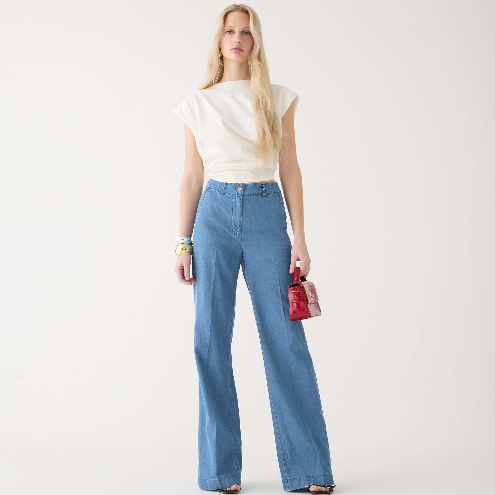 J.Crew: Carolina Flare Chambray Pant For Women
