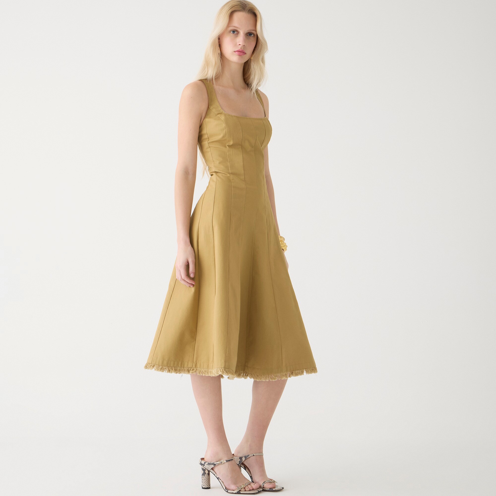 J.Crew: Limited-edition Raw-hem Seamed Midi Dress In Heavy Chino For Women