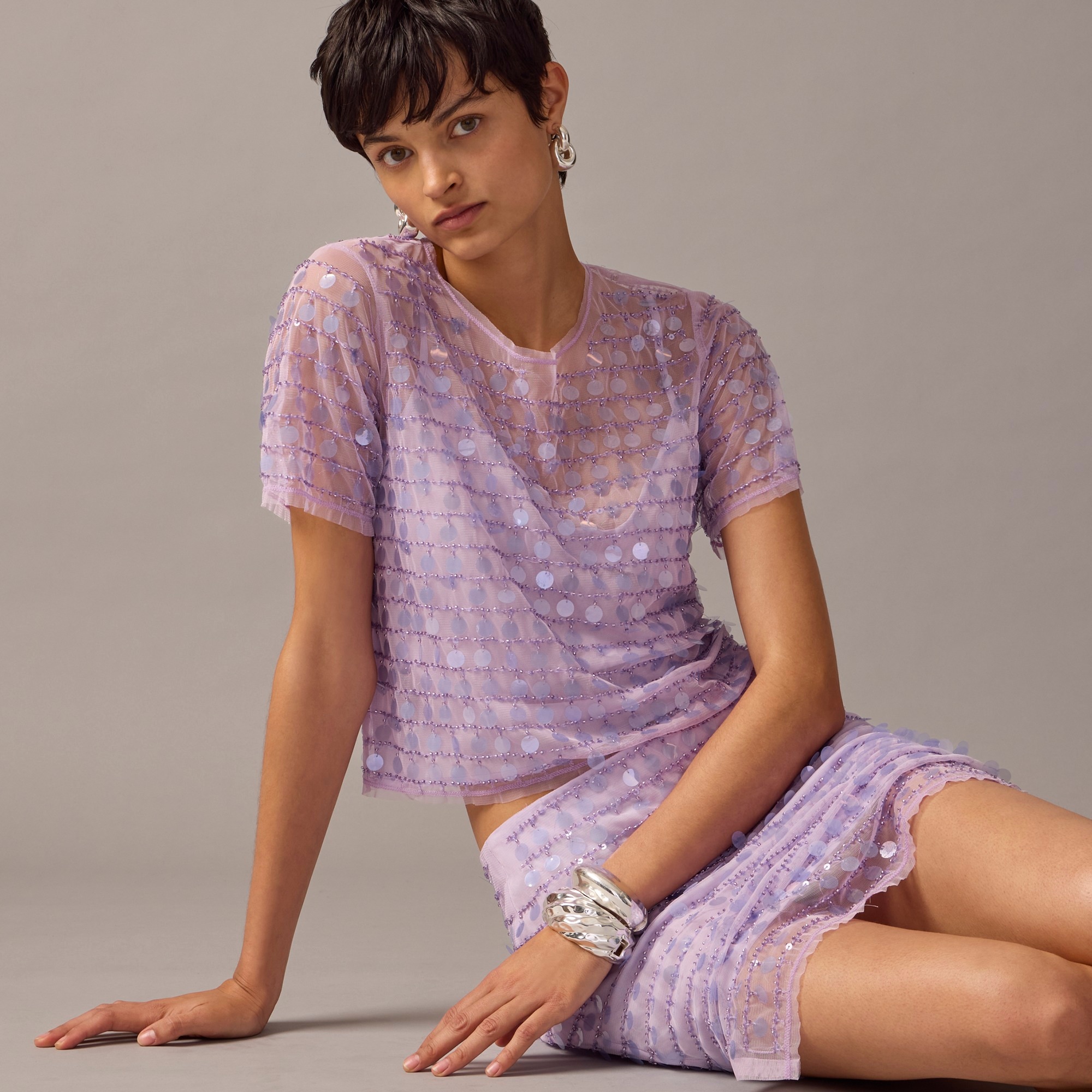 J.Crew: Collection Layered Sequin T-shirt For Women