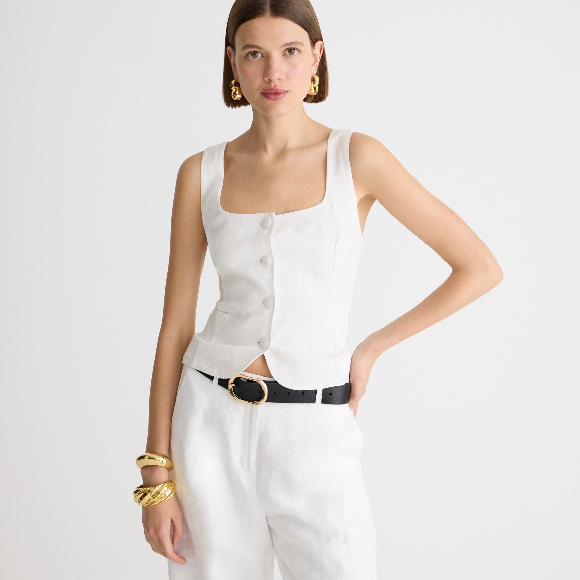 J.Crew: Scoopneck Linen-blend Vest For Women