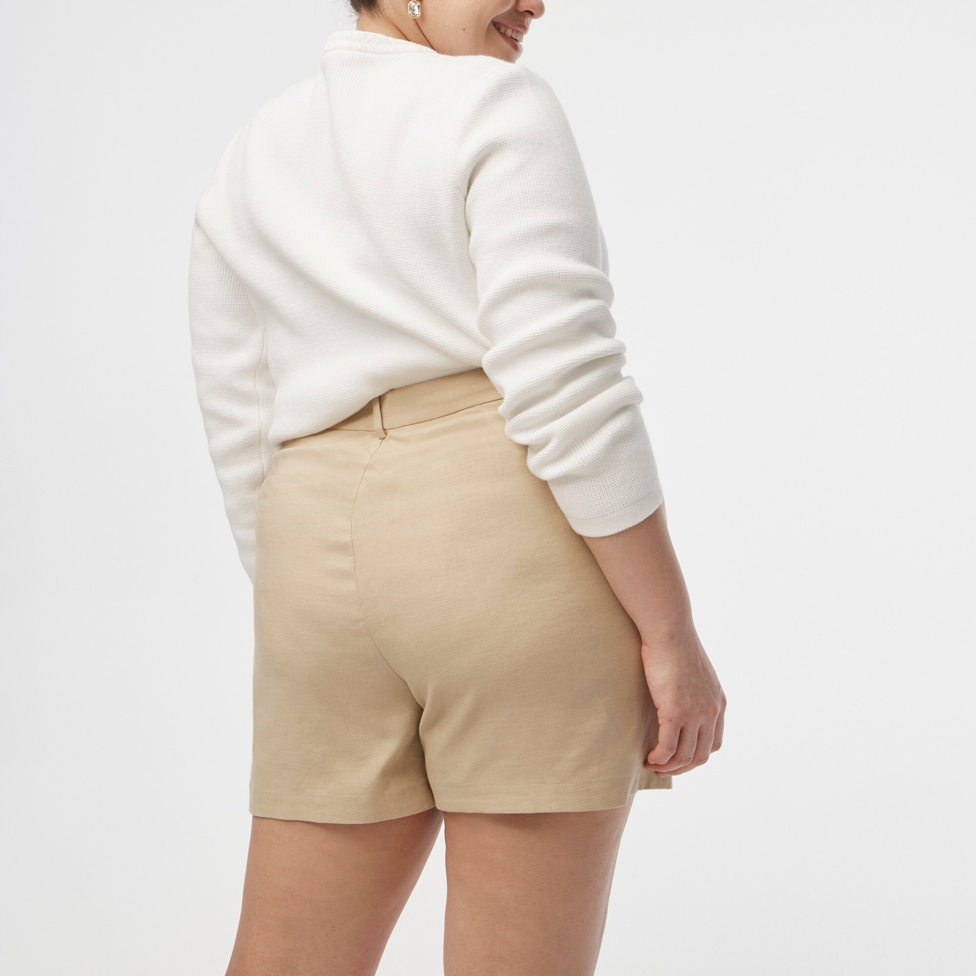 Factory: Refined Linen-blend Structured Short For Women