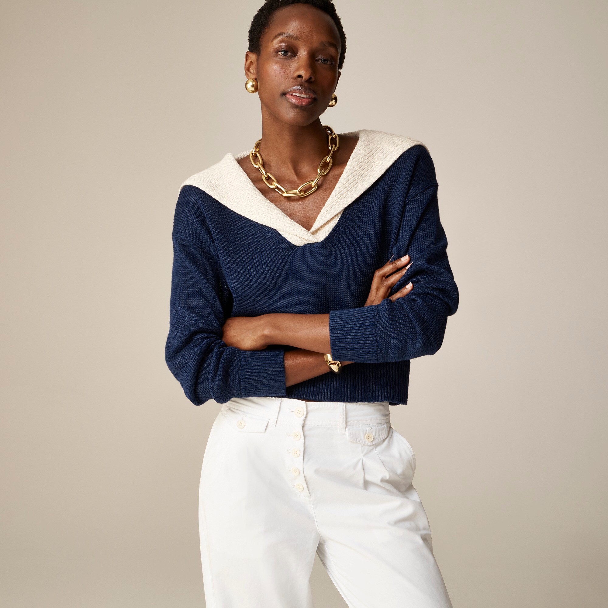 J.Crew: Sailor-collar Pullover Sweater For Women